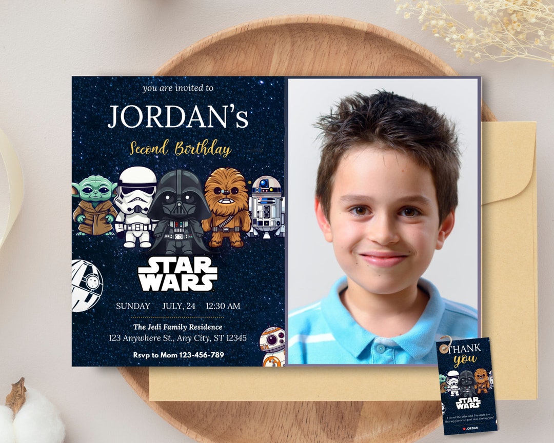 Star Wars Birthday Invitation With Photo Personalized Photo Star War ...