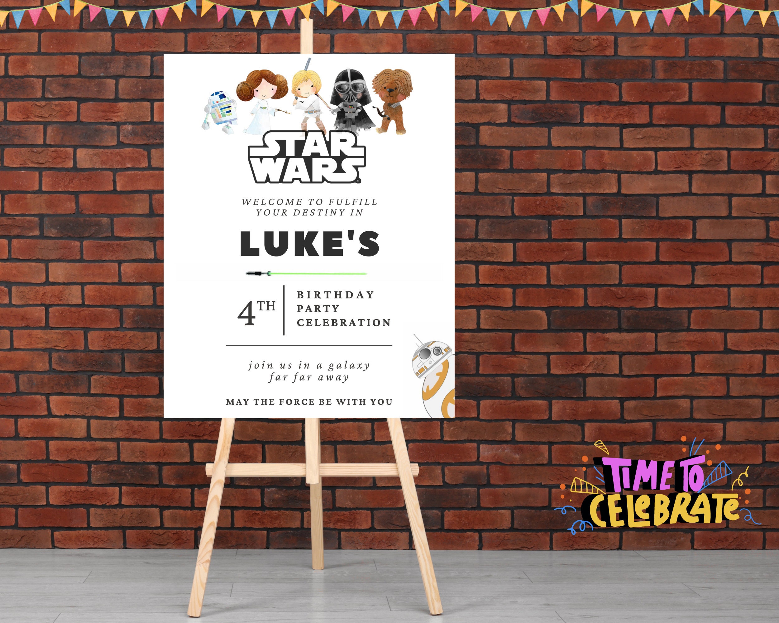 Editable Star Wars Welcome Sign Birthday Party Birthday Invitations ...