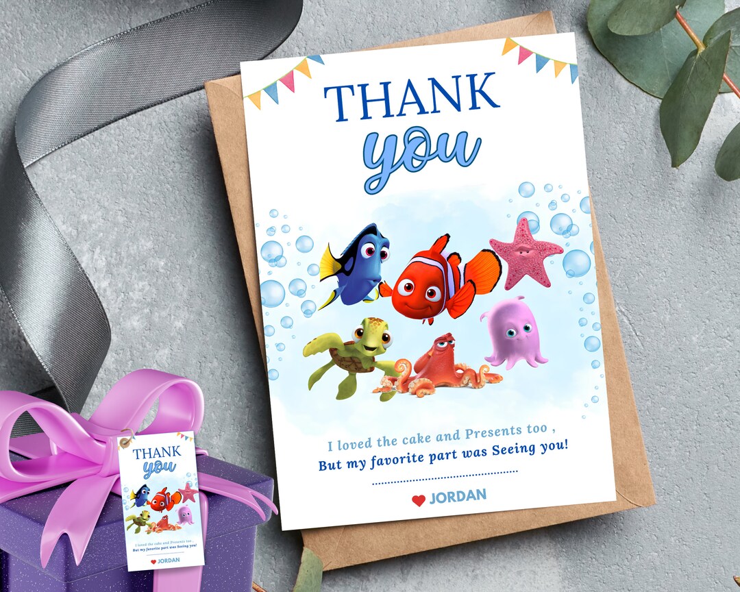 Finding Nemo Thank You Card Underwater Theme Thank You Card Finding ...
