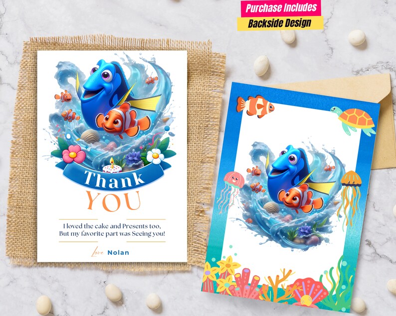Finding Nemo Thank You Card Underwater Theme Thank You Card Finding ...