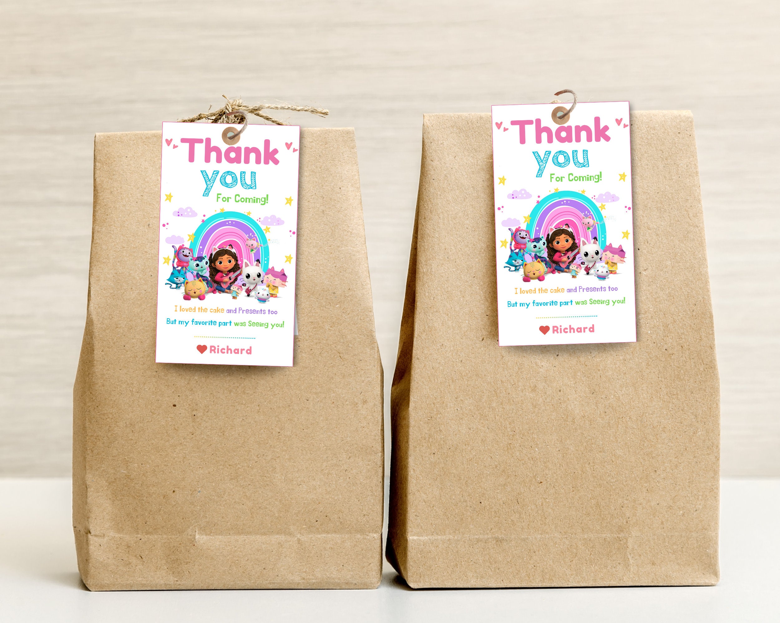 Gabbys Dollhouse Gift Tag Gabby's Party Favor Pandy Tag Doll Party Gift ...