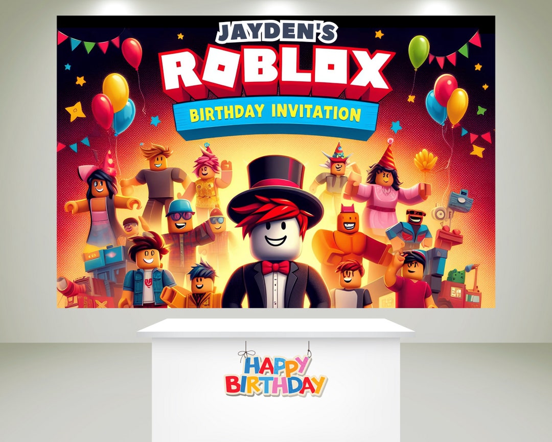 Roblox Birthday Banner Roblox Kids Birthday Party Banner Personalised ...