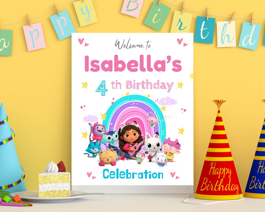 Gabbys Dollhouse Birthday Welcome Sign Gabby's Welcome Pandy Welcome ...