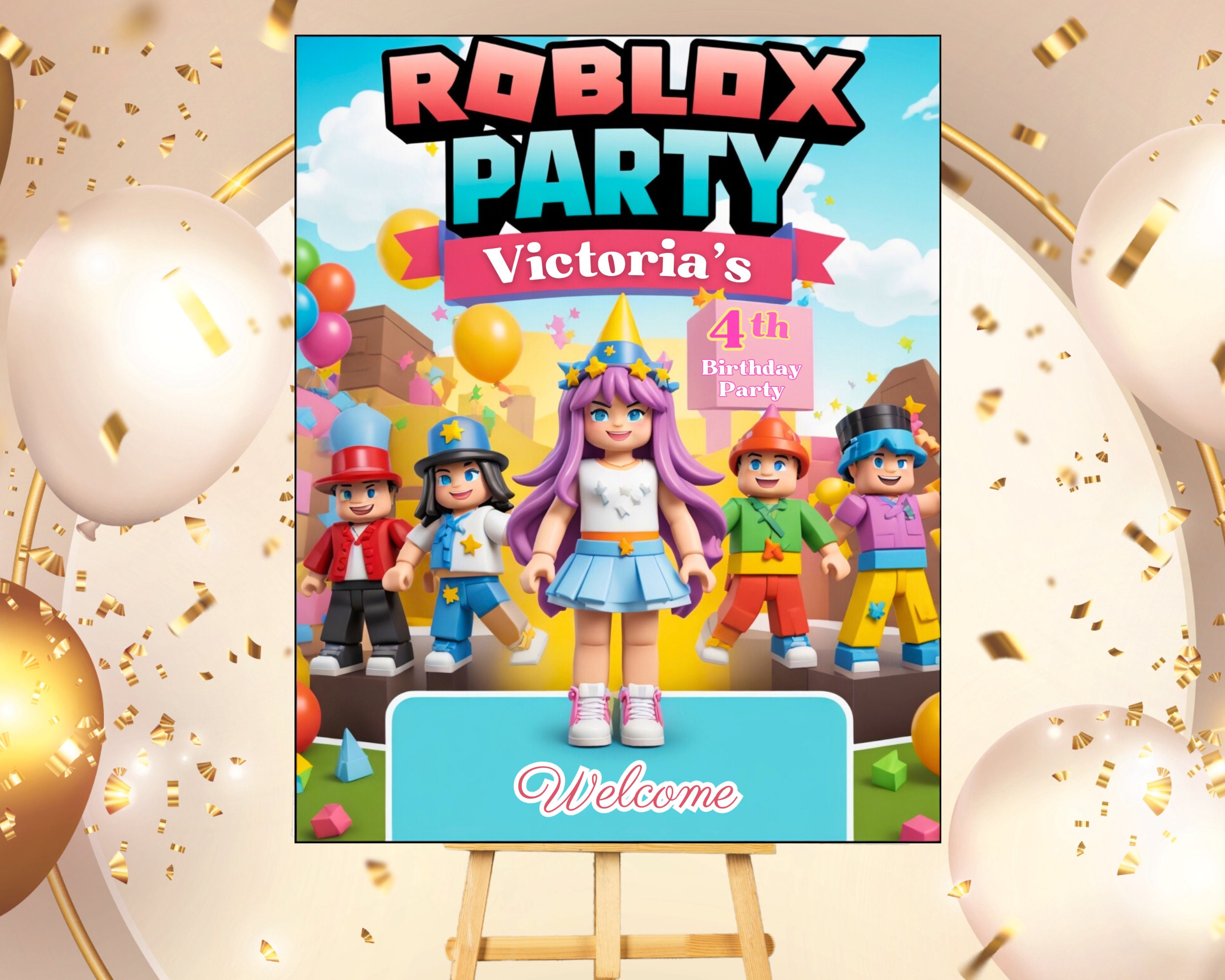 Roblox Party Sign for Girls Roblox Welcome Sign for Girls Colorful ...