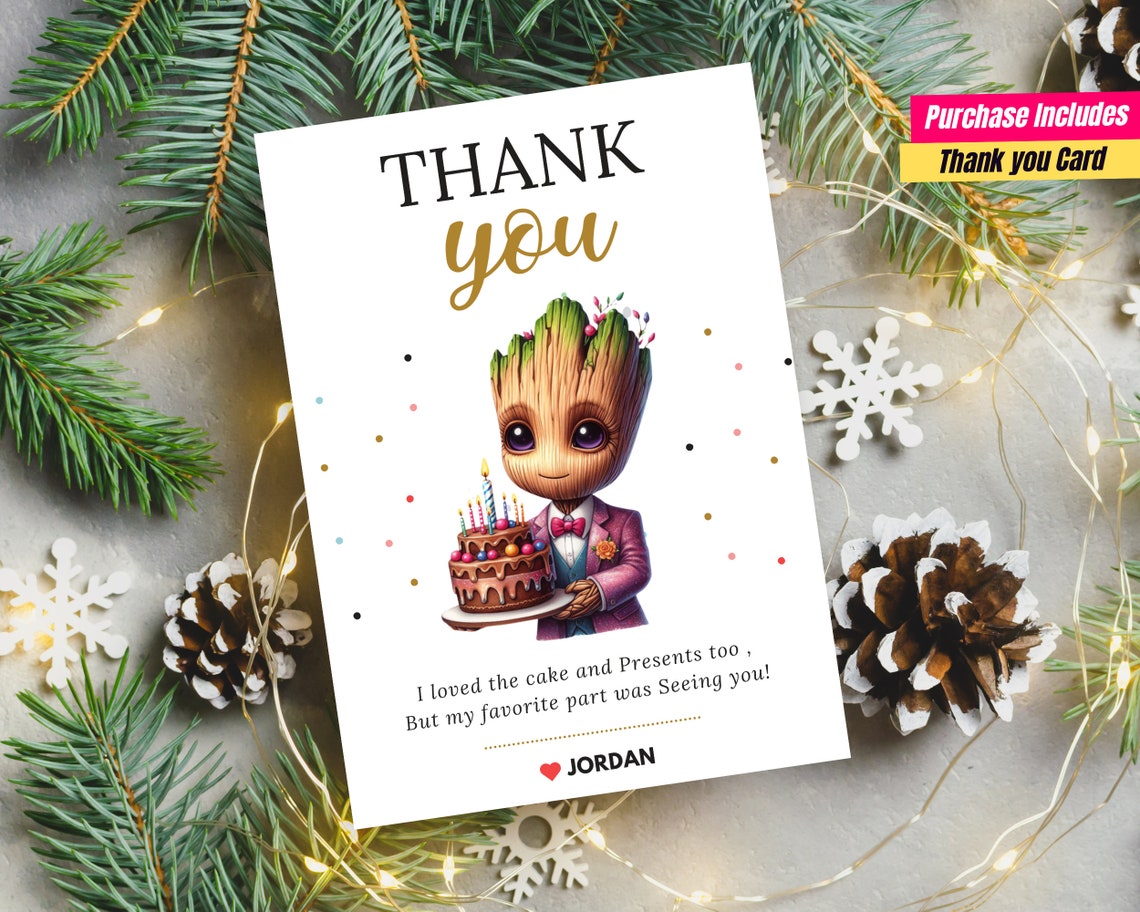 Groot Birthday Invitation Template, Printable Birthday Party Invitation ...