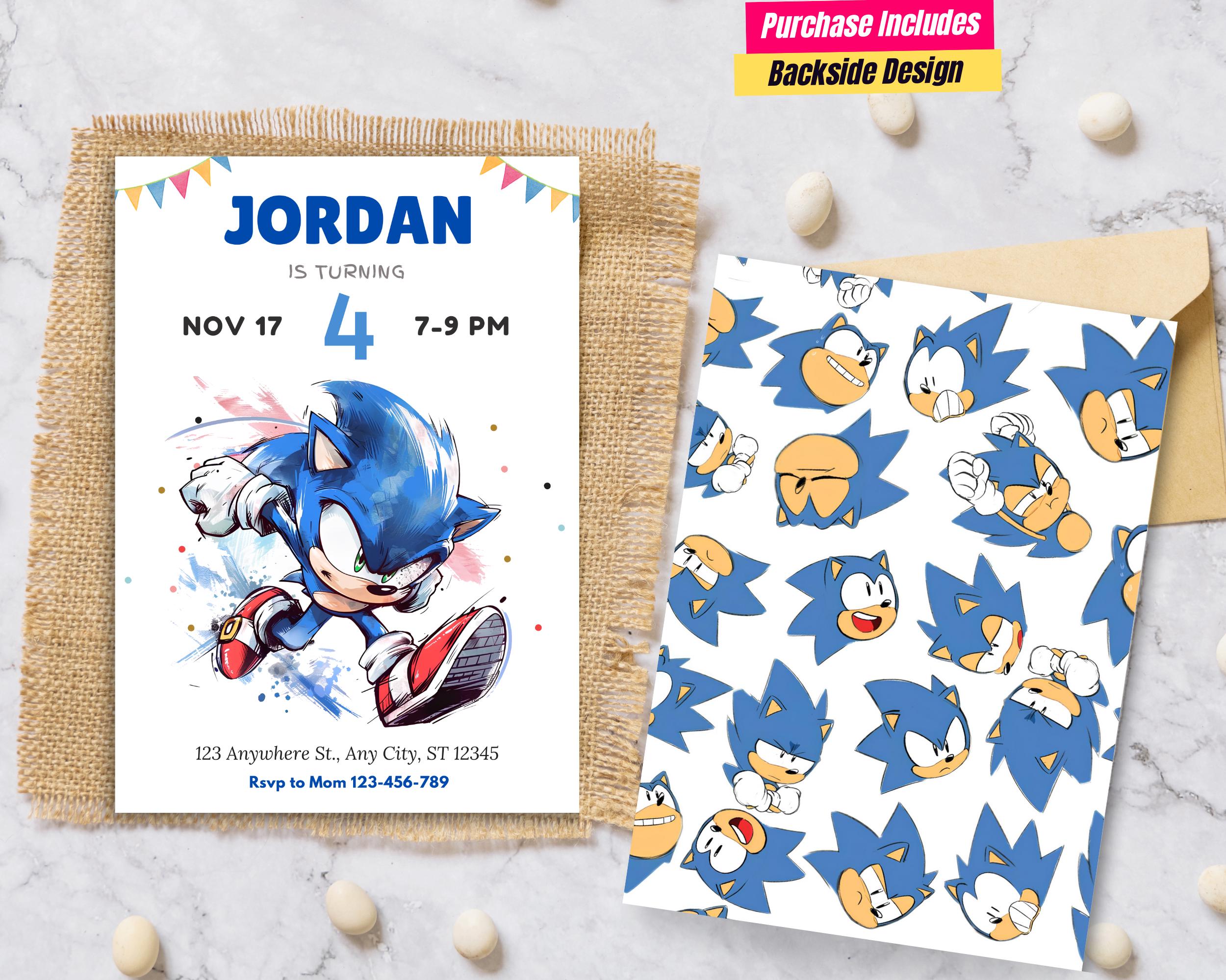 Sonic the Hedgehog Invitation Sonic Birthday Card Sonic Themed Birthday ...
