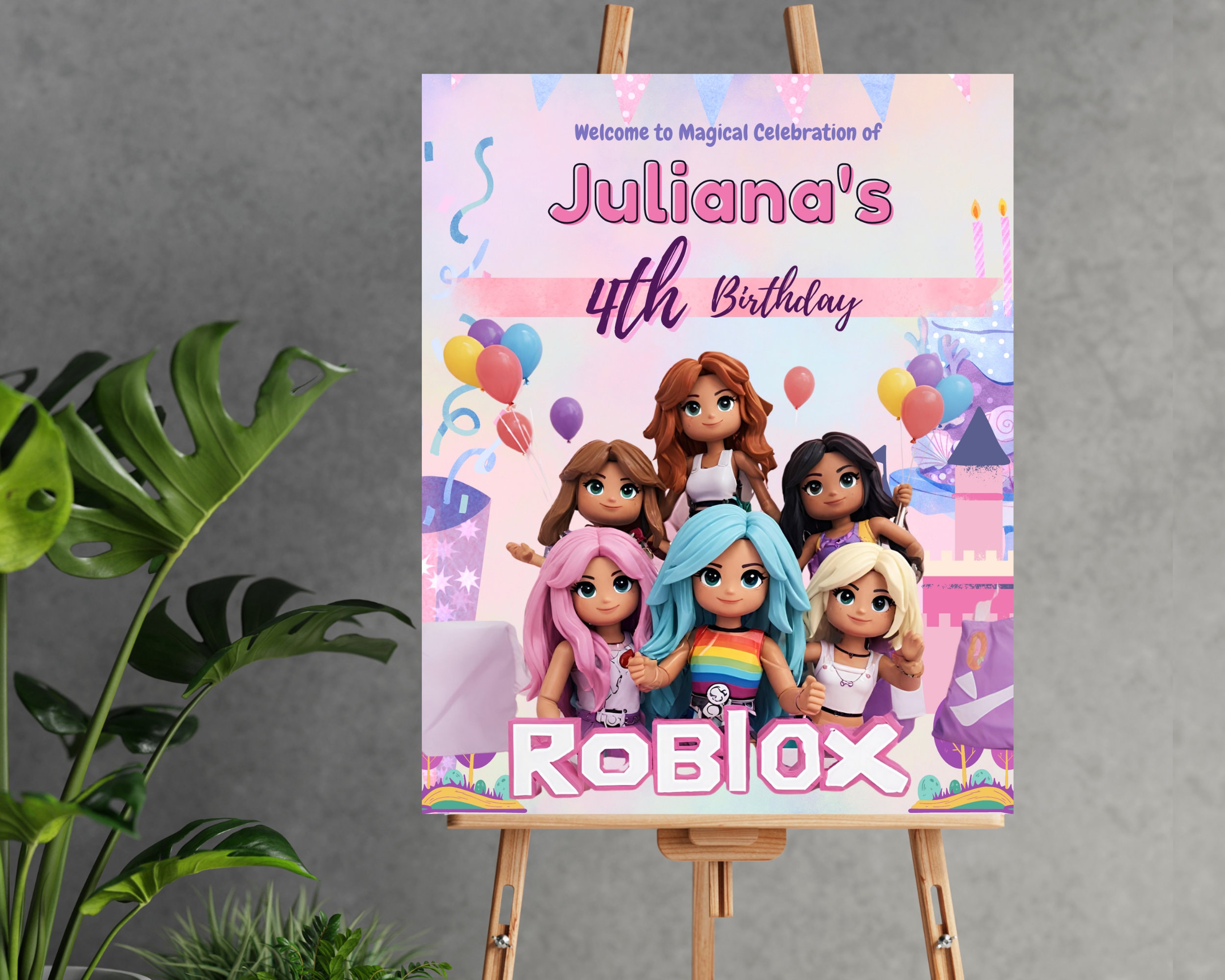 Roblox Party Sign for Girls Roblox Welcome Sign for Girls Colorful ...