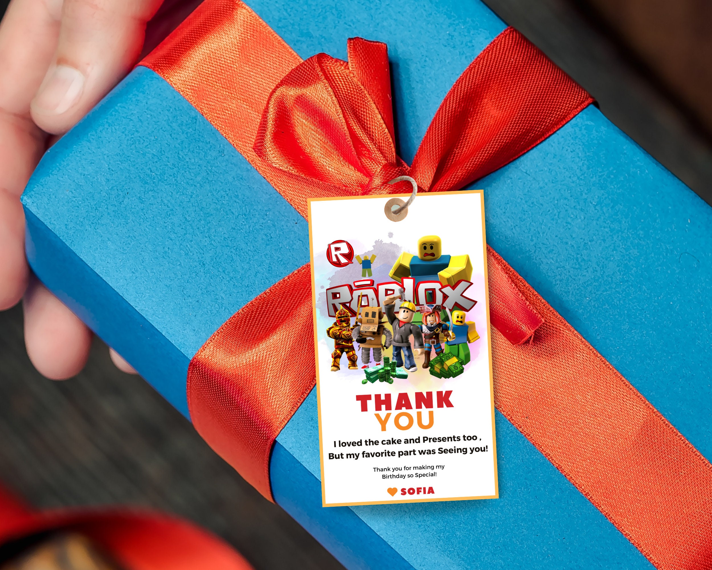 Personalised Roblox Kid Invitation and Thank You Tag Roblox Thanks for ...