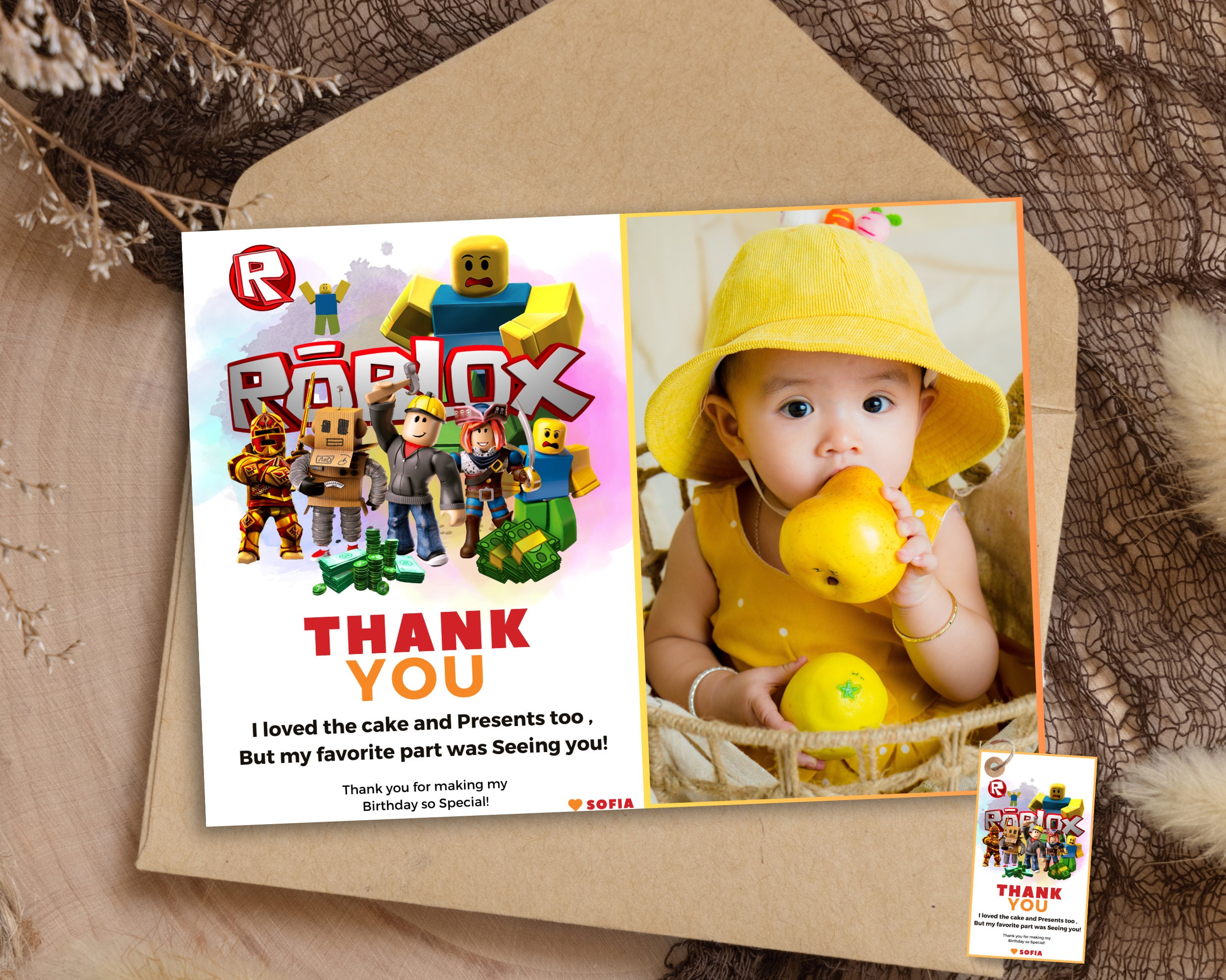Roblox Photo Thank You Card Instant Download Roblox Thank You Cards ...