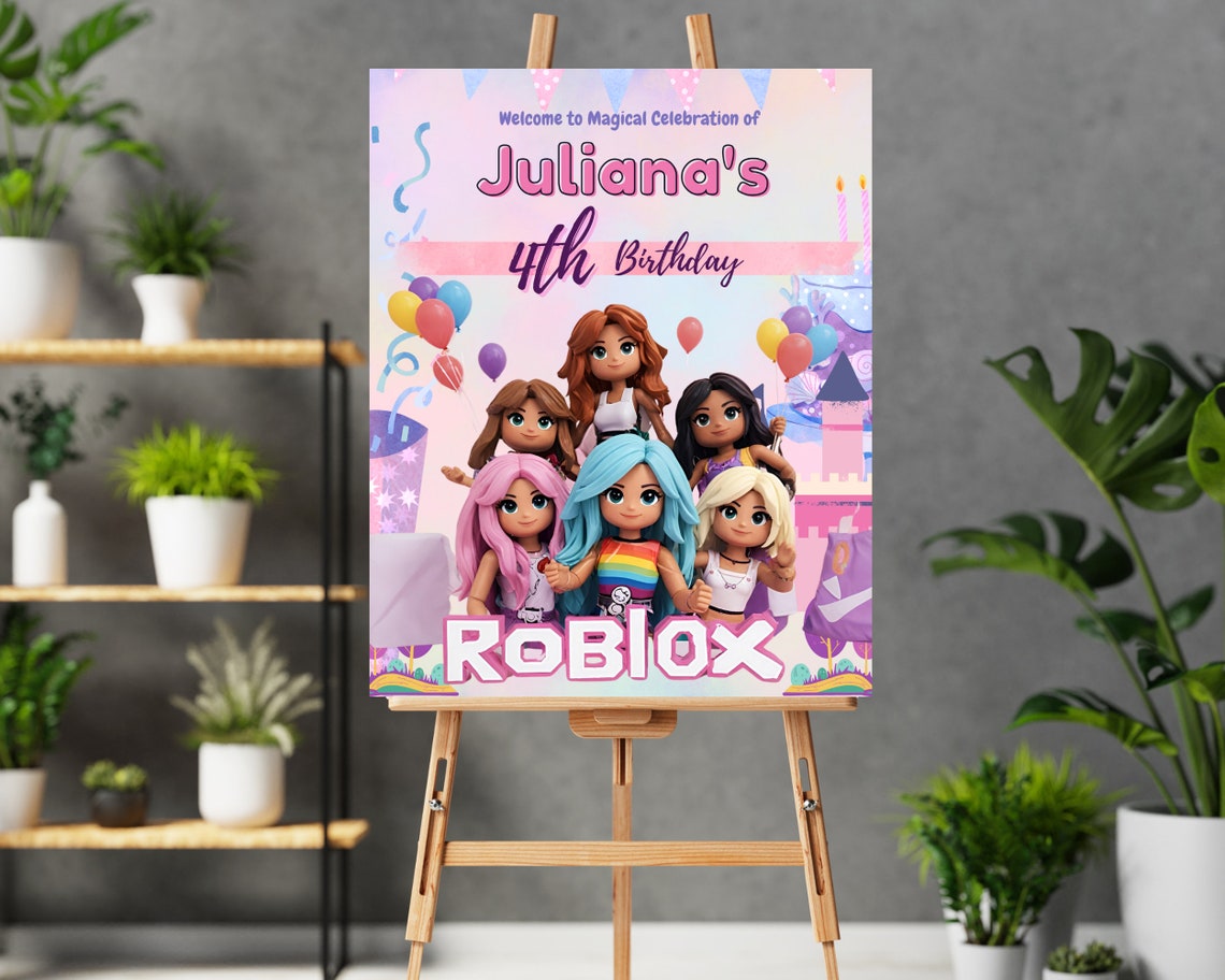 Roblox Party Sign for Girls Roblox Welcome Sign for Girls Colorful ...