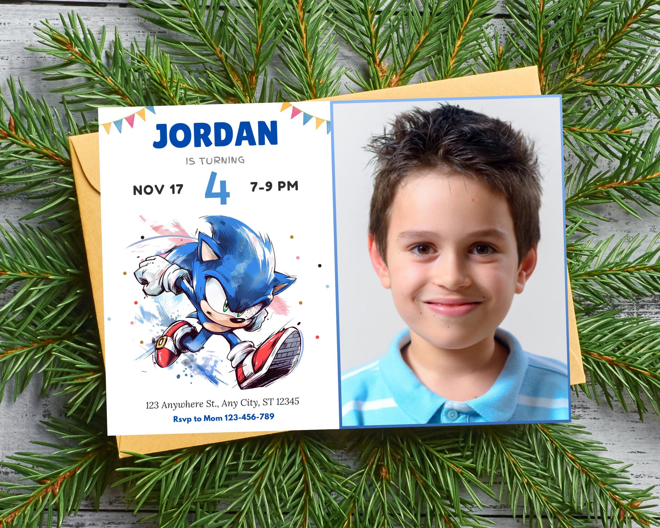 Sonic the Hedgehog Invitation Sonic Birthday Card Sonic Themed Birthday ...