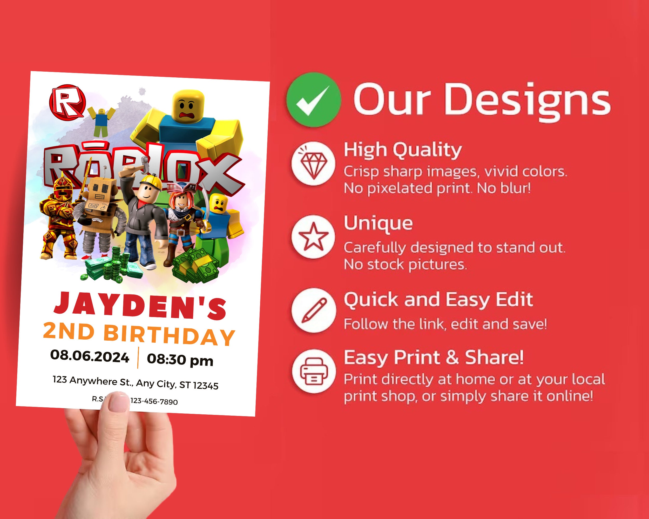 Roblox Birthday Banner, Roblox Birthday Card, Roblox Digital Download ...