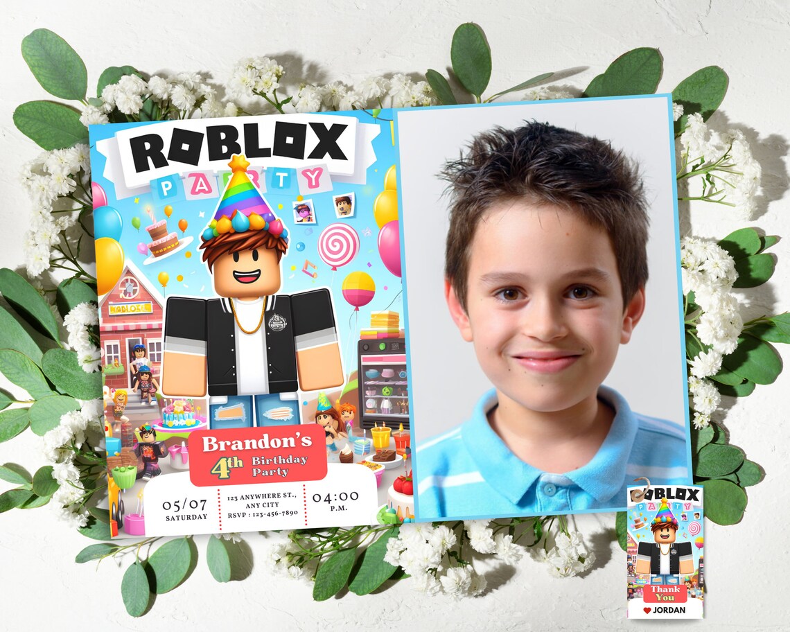 Roblox Invitation With Photo Roblox Birthday Photo Banner Roblox Photo ...