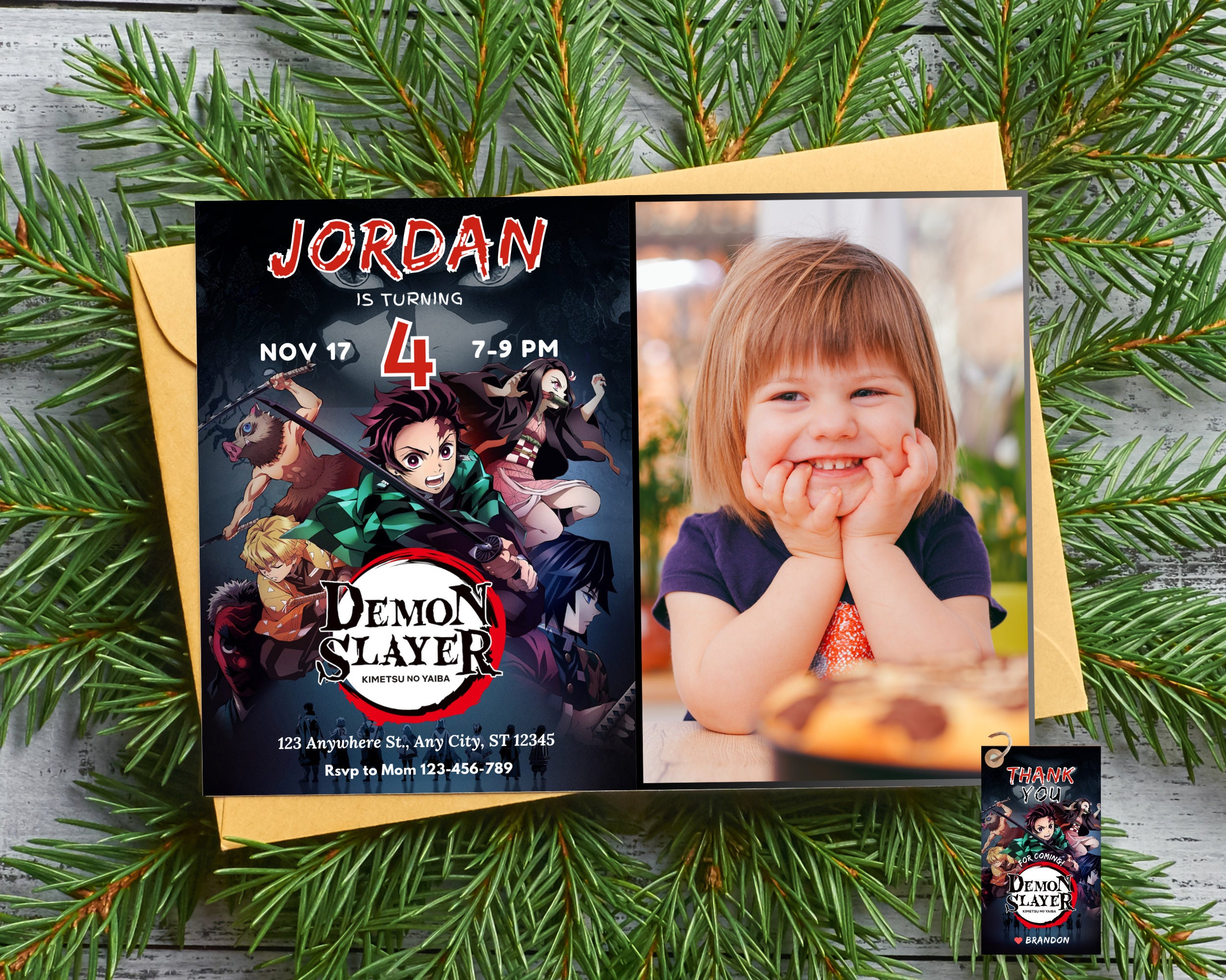 Printable Anime Birthday Invitation Demon Slayer Birthday Party ...