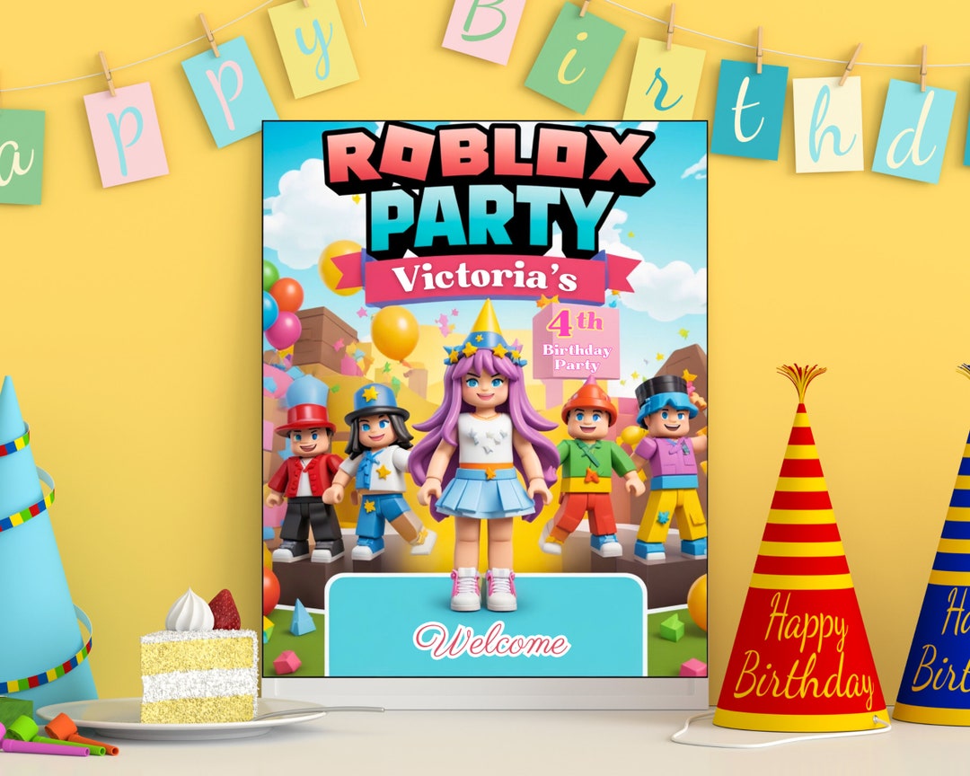 Roblox Party Sign for Girls Roblox Welcome Sign for Girls Colorful ...