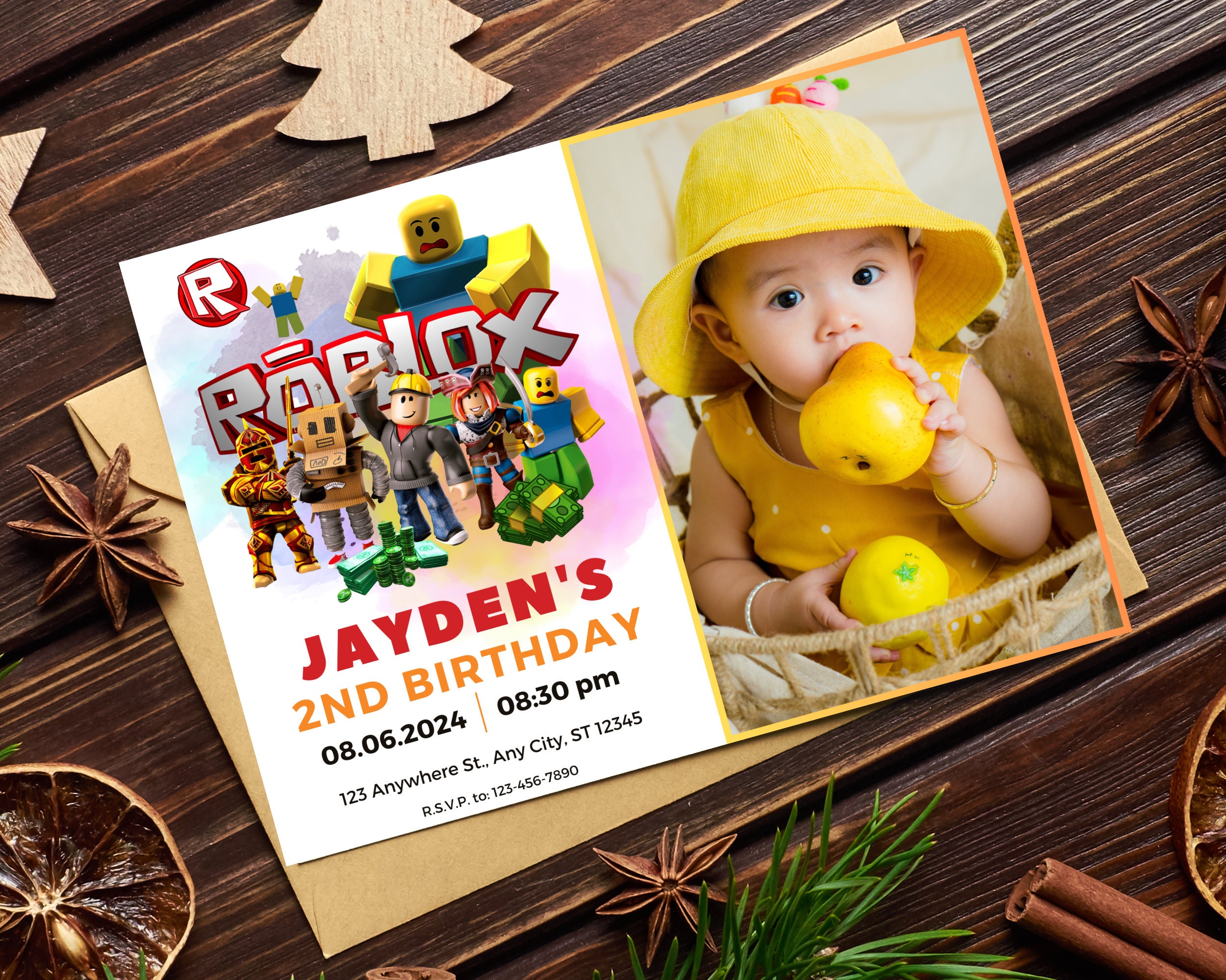 Roblox Photo Thank You Card Instant Download Roblox Thank You Cards ...