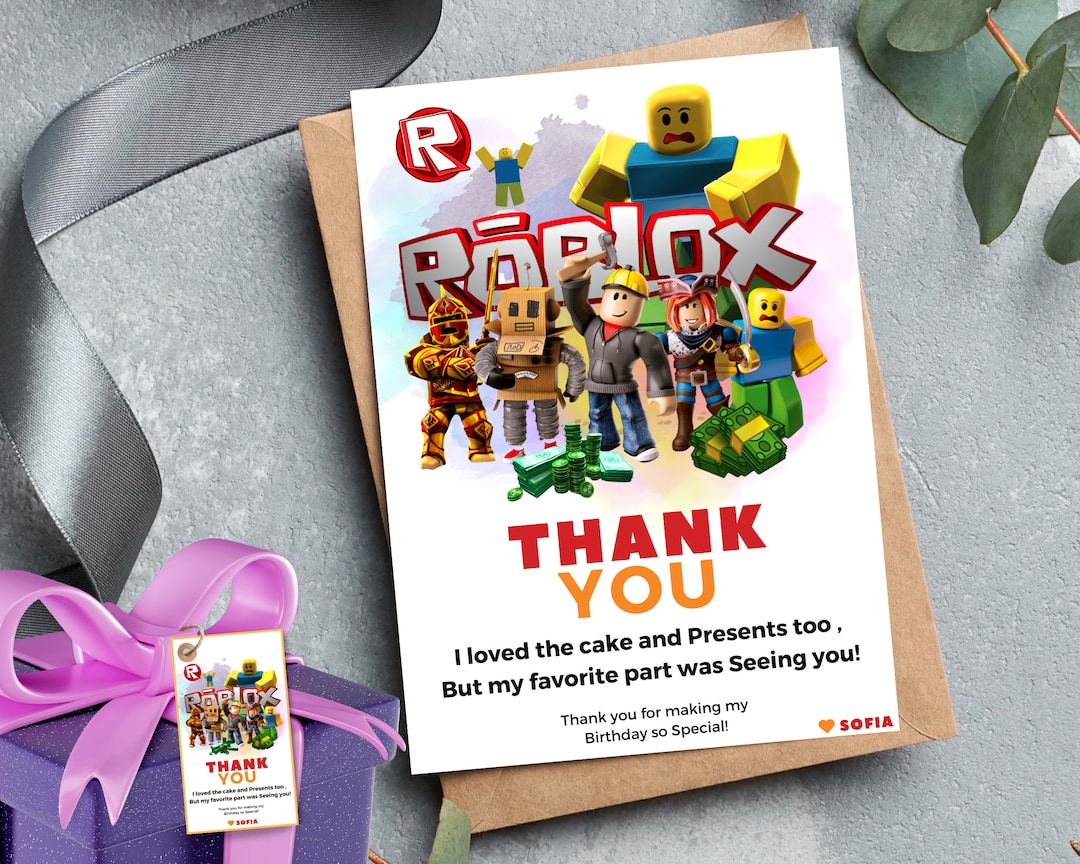 Editable Roblox Thank You Party Cards Roblox Thank You Party Stickers ...