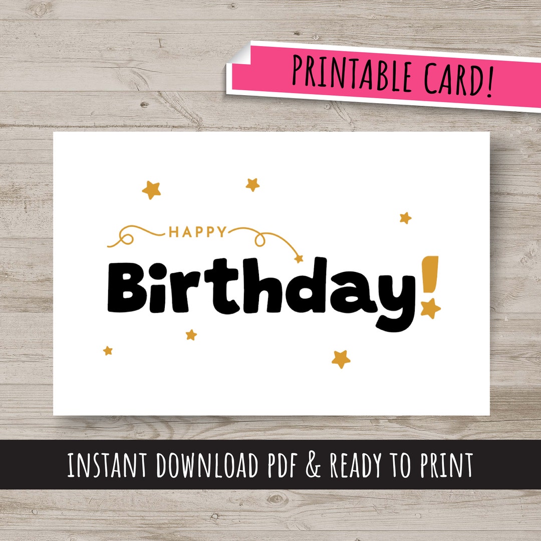 Printable Birthday Card, Instant Download, Cards for Birthday, Birthday ...