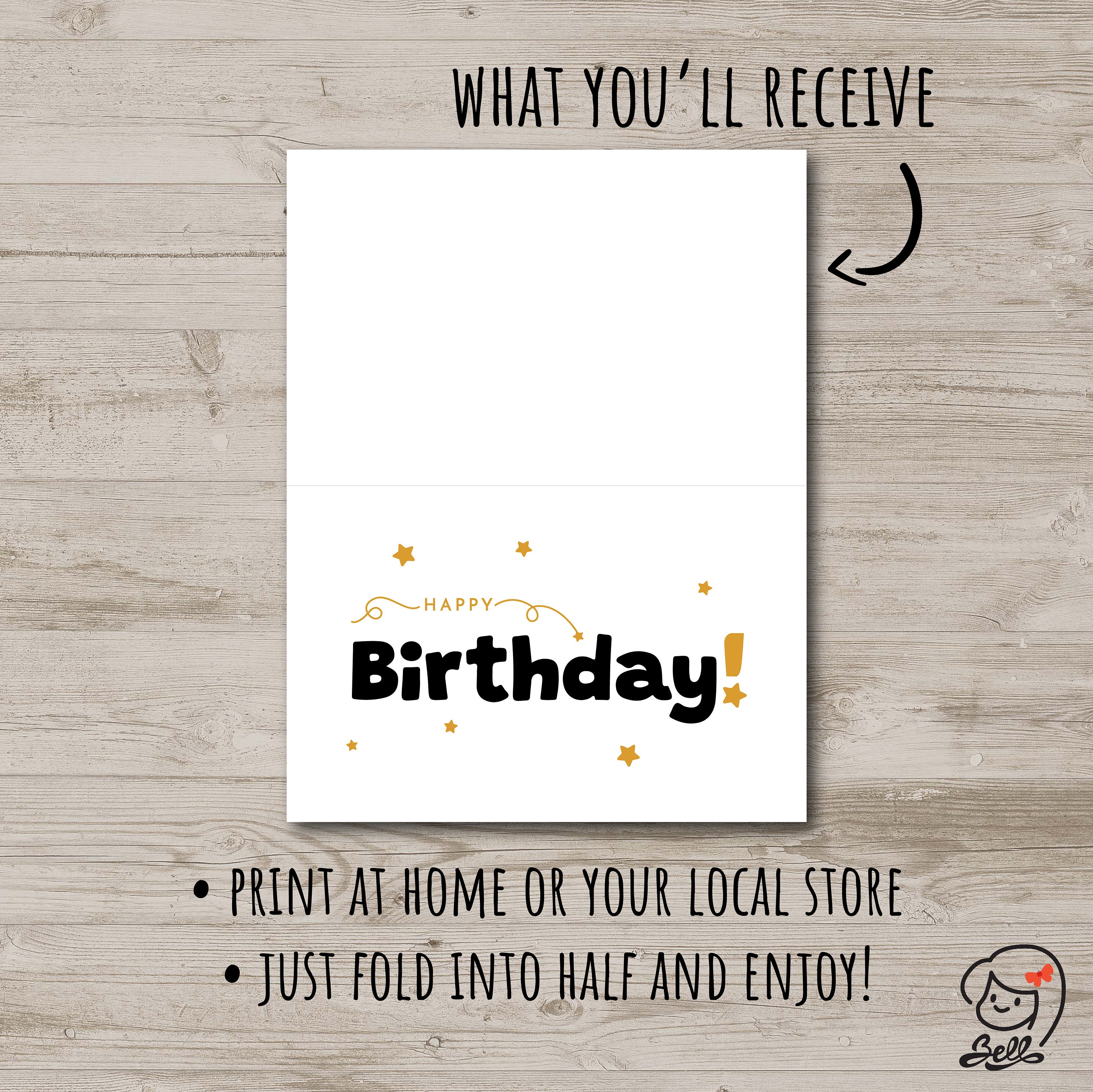Printable Birthday Card, Instant Download, Cards for Birthday, Birthday ...