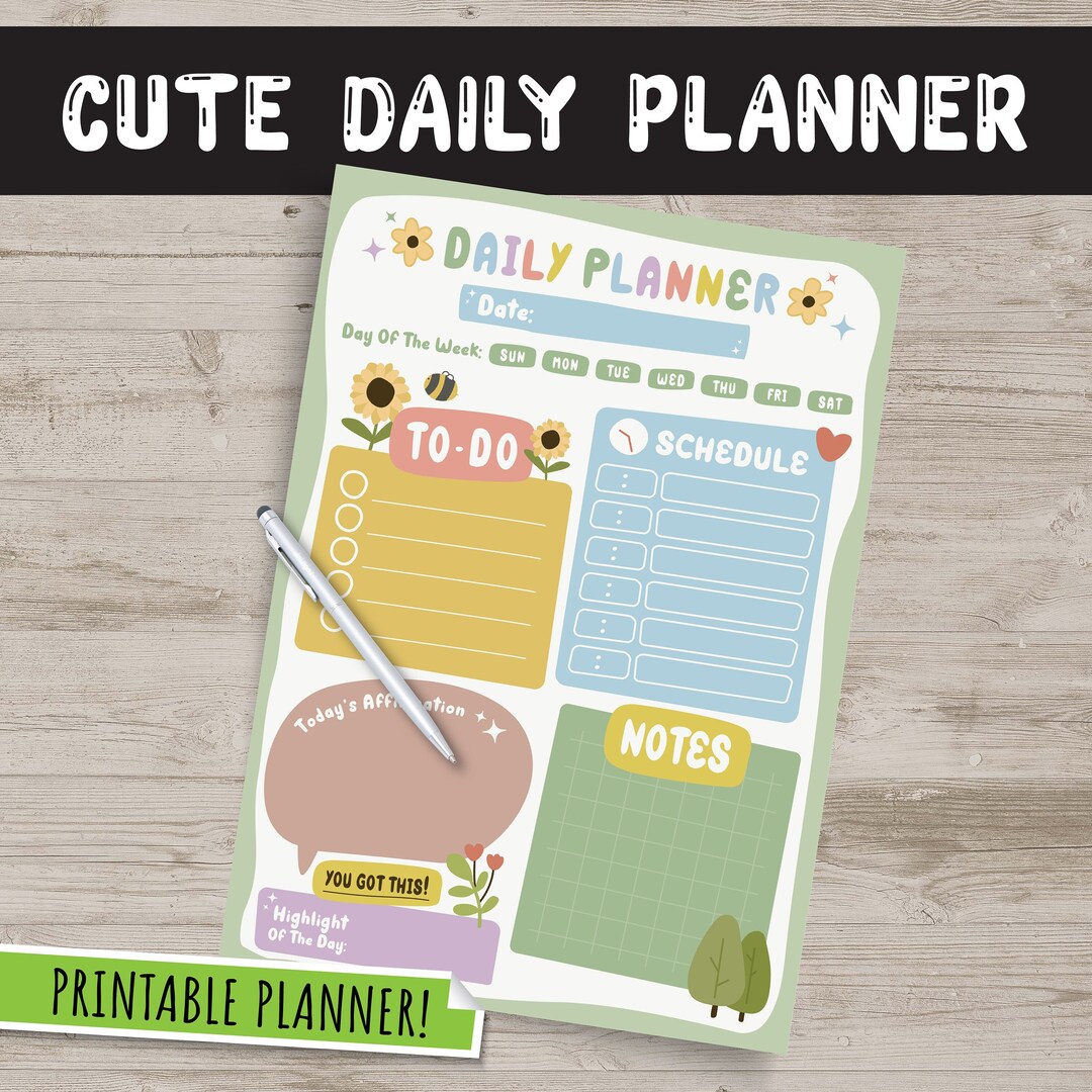 Super Cute Daily Planner, Pastel Cute Weekly Planner, Printable Planner ...
