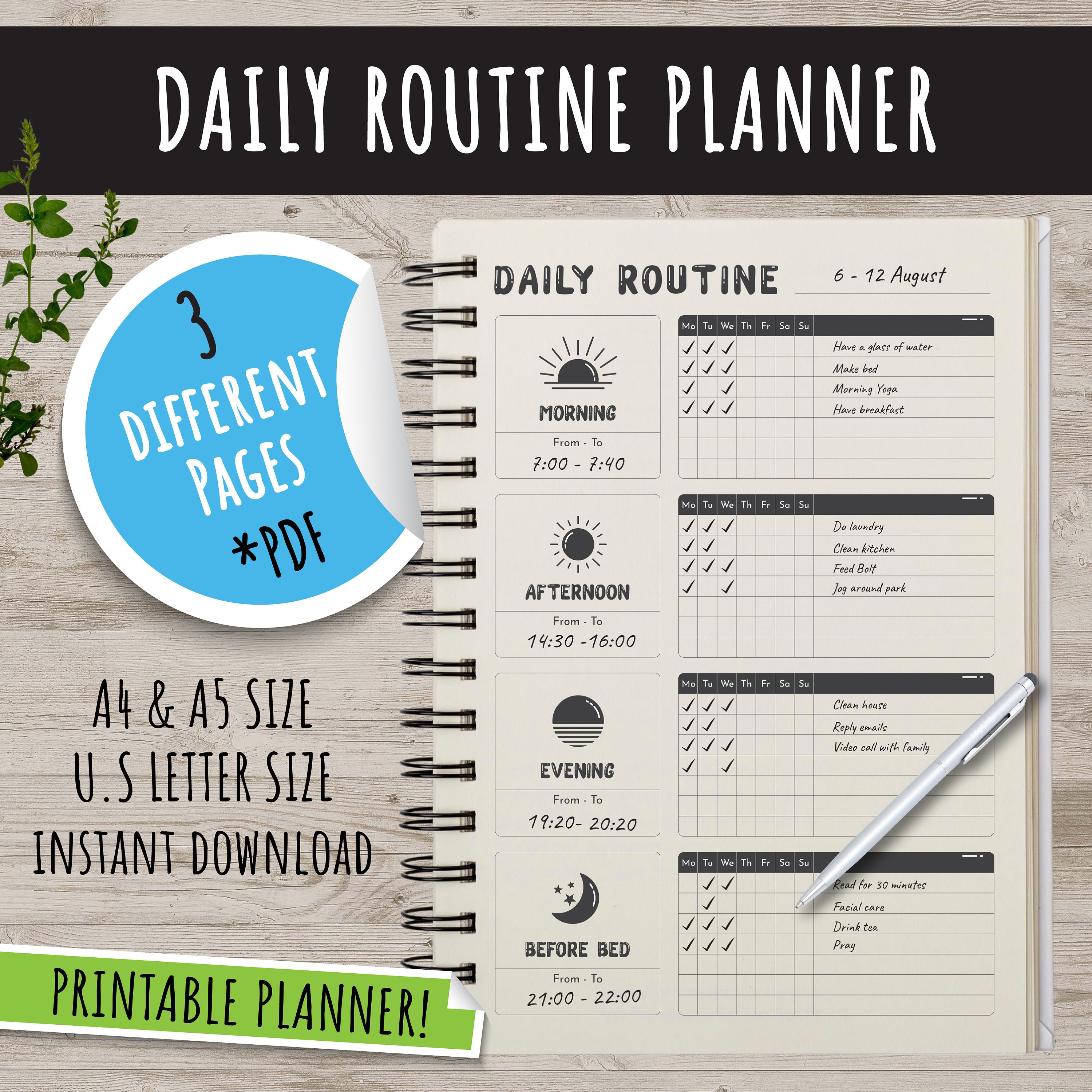 Daily Routine Planner, Routine Checklist, Weekly Checklist, Printable ...