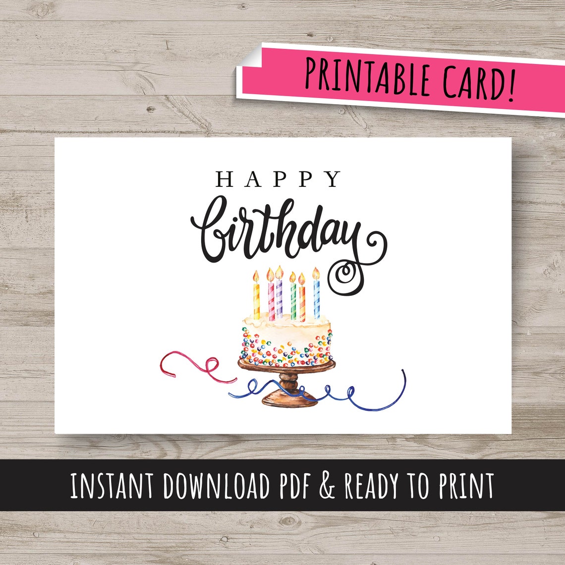 Printable Birthday Card, Instant Download, Cards for Birthday, Birthday ...