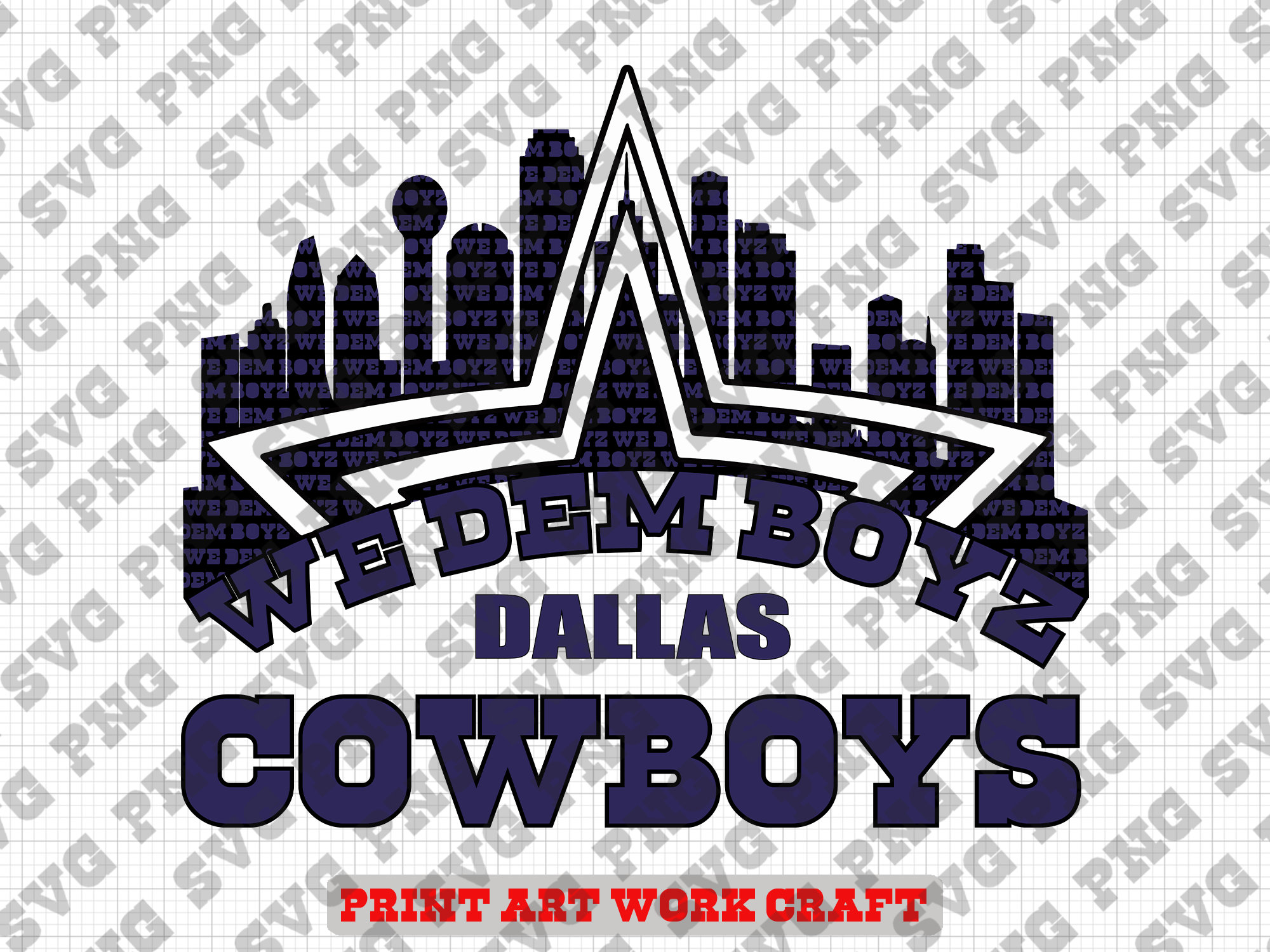 We Dem Boyz Dallas Skyline Silhouette ,cowboys Football Svg ,digital ...
