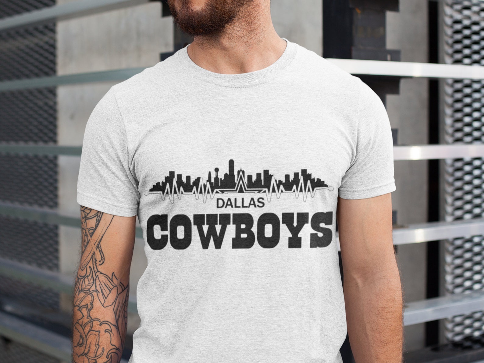 Heartbeat Graph Dallas Skyline Silhouette ,cowboys Football Svg ...