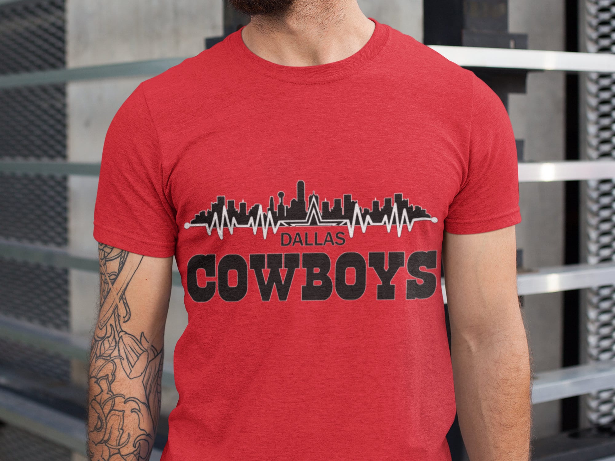 Heartbeat Graph Dallas Skyline Silhouette ,cowboys Football Svg ...