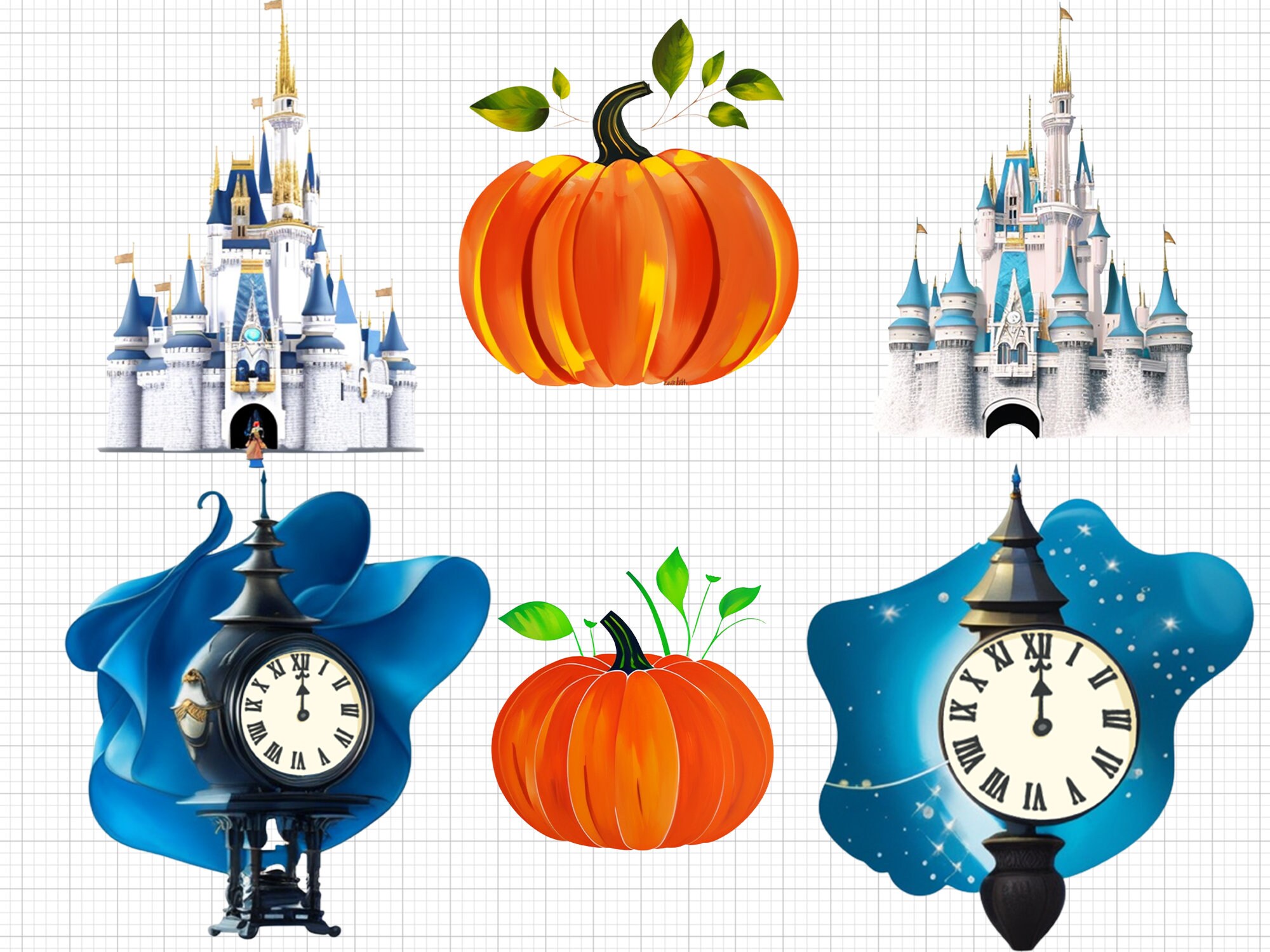 Cinderella Clipart, Fairy Tale Princess, Glass Slipper, Castle, Pumpkin ...