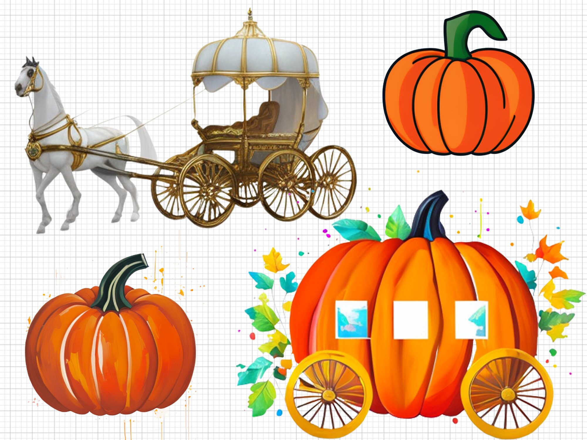 Cinderella Clipart, Fairy Tale Princess, Glass Slipper, Castle, Pumpkin ...