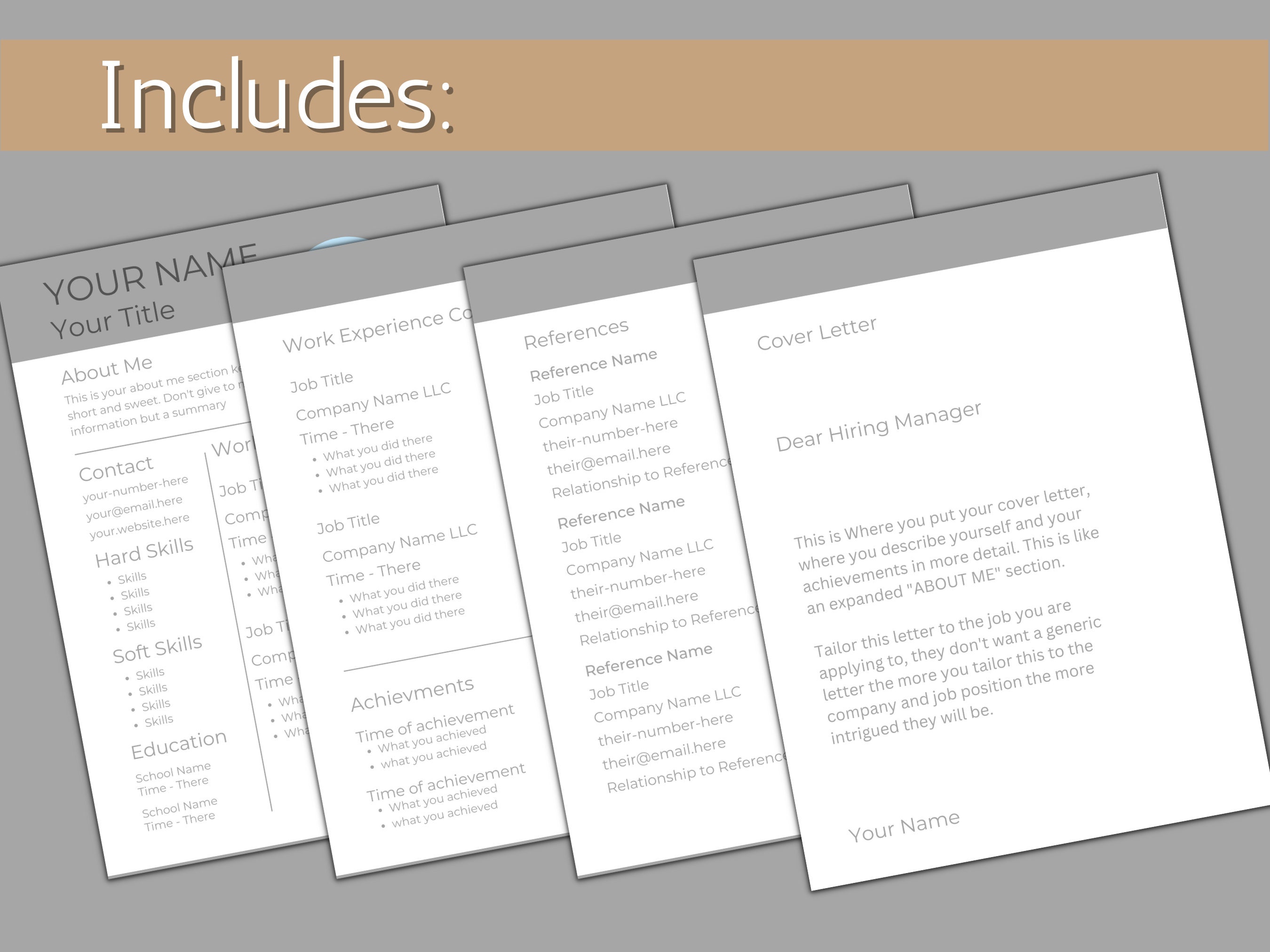 Horizontal Block Resume Template Canva References Cover Letter PDF ...