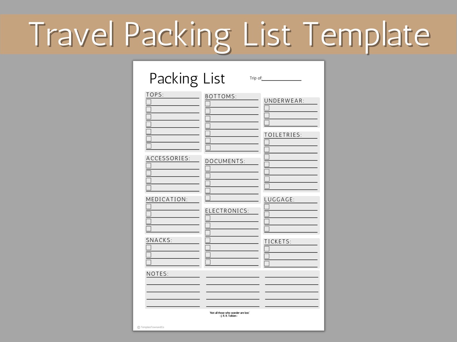 Minimalist Travel Packing List Template || Kindle Scribe || PDF ...