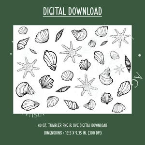 Seashell Pattern 40 Oz. Laser Engraved Digital Design PNG,SVG File ...
