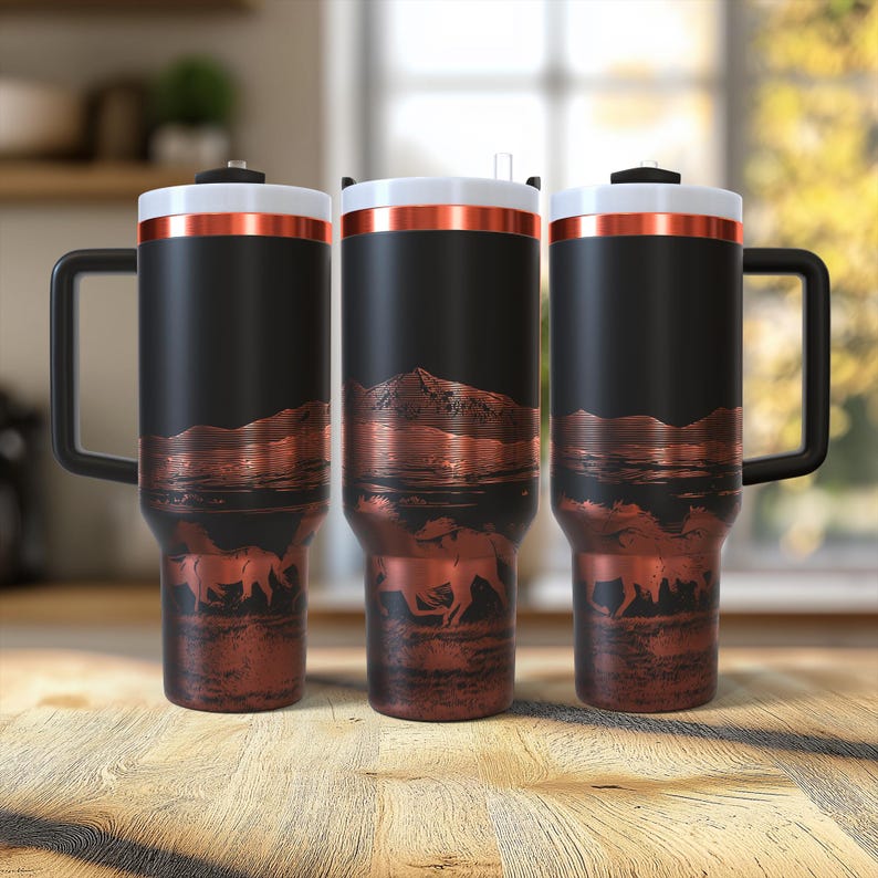 Vintage Mustangs Running Tumbler Wrap 40 Oz. Laser Engraved Digital ...