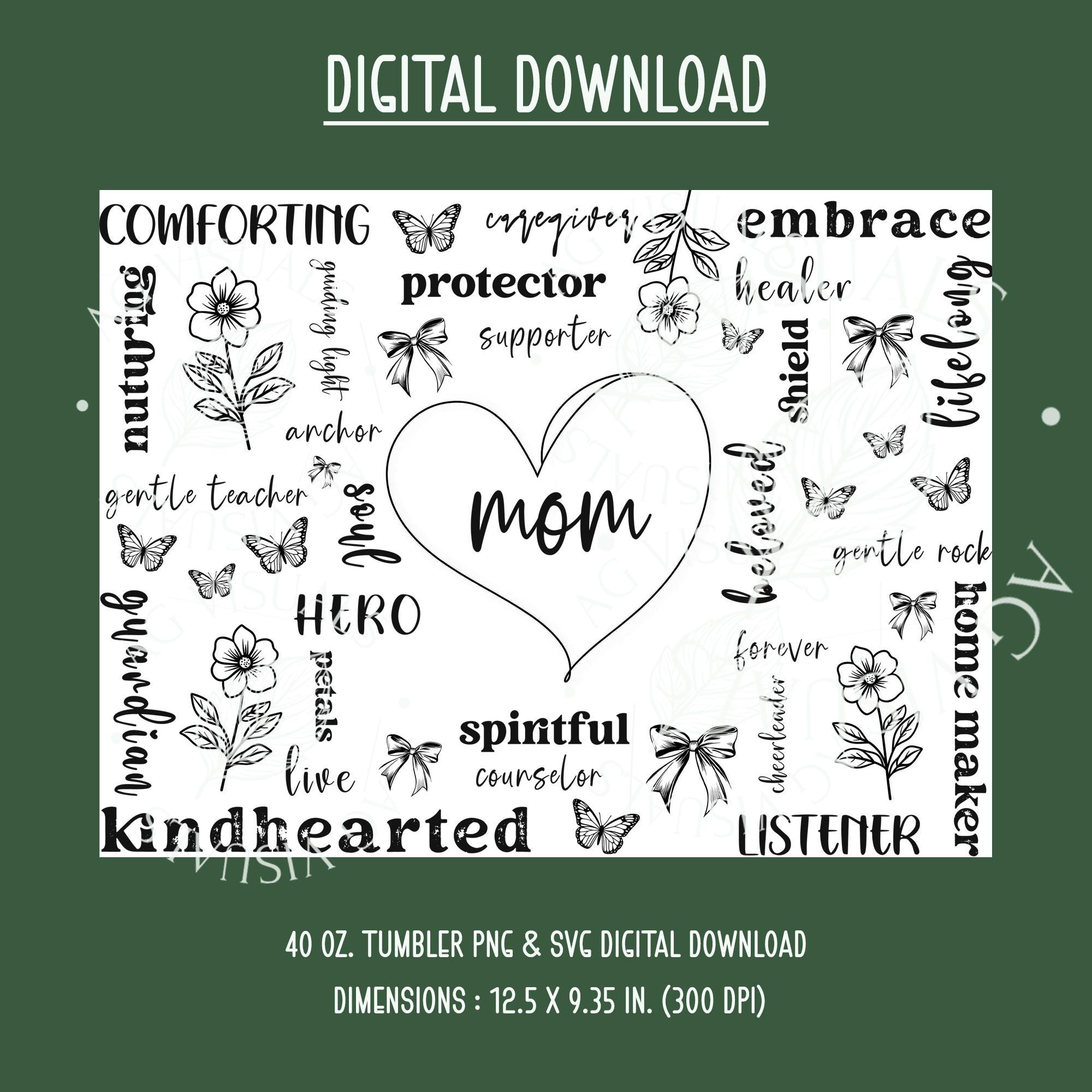 Mom Word Art 40 Oz. Laser Engraved Digital Design PNG,SVG File Download ...