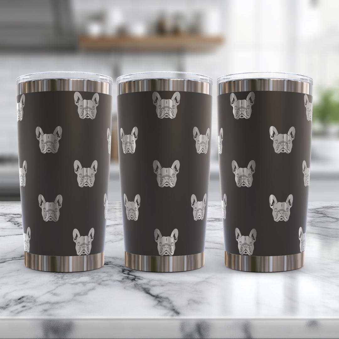 Frenchie Face Pattern 20 Oz. Laser Engraved Digital Design PNG,SVG File ...
