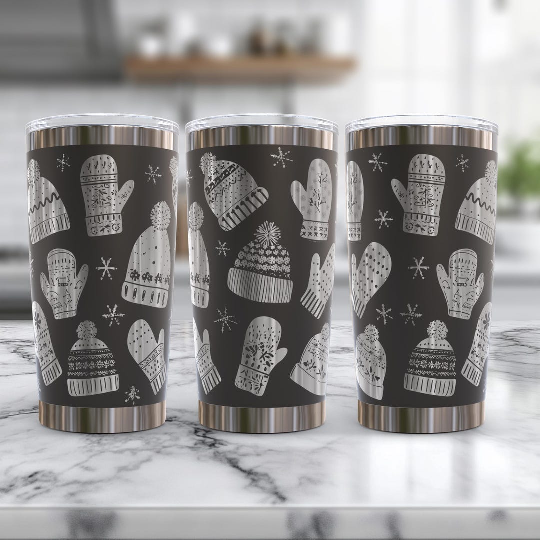 Mittens and Beanies Pattern 20 Oz. Laser Engraved Digital Design PNG ...