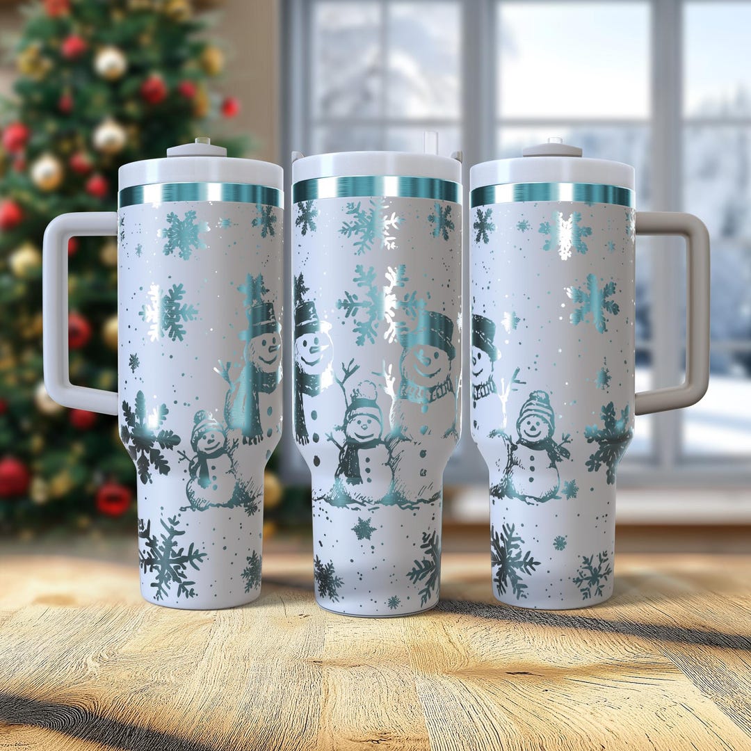 Snowman Family in Snowfall 40 Oz. Laser Engraved Digital Design PNG,SVG ...