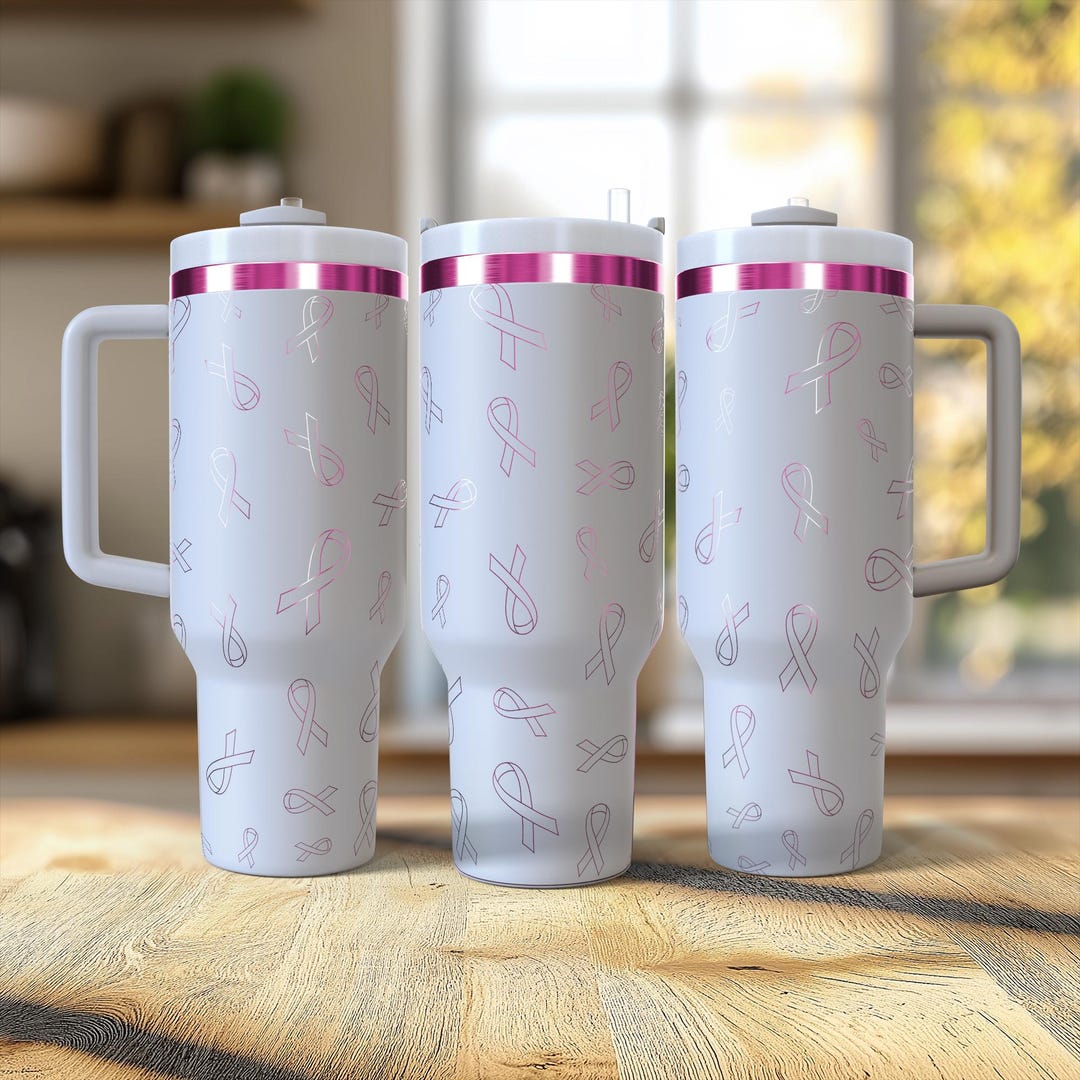 Breast Cancer Awareness Ribbons 40 Oz. Laser Engraved Digital Design ...