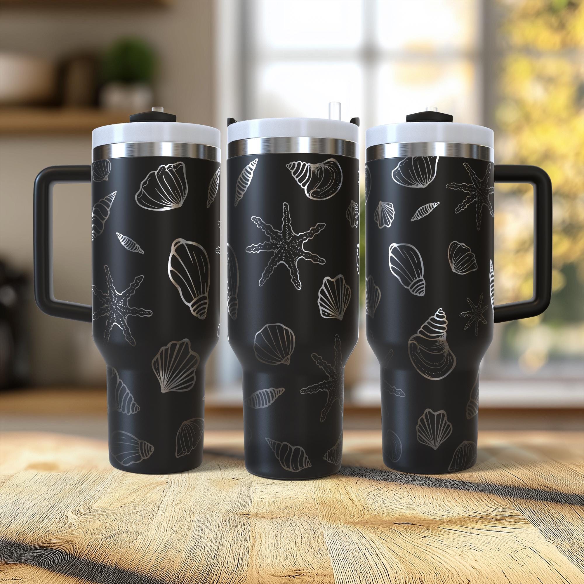 Seashell Pattern 40 Oz. Laser Engraved Digital Design PNG,SVG File ...