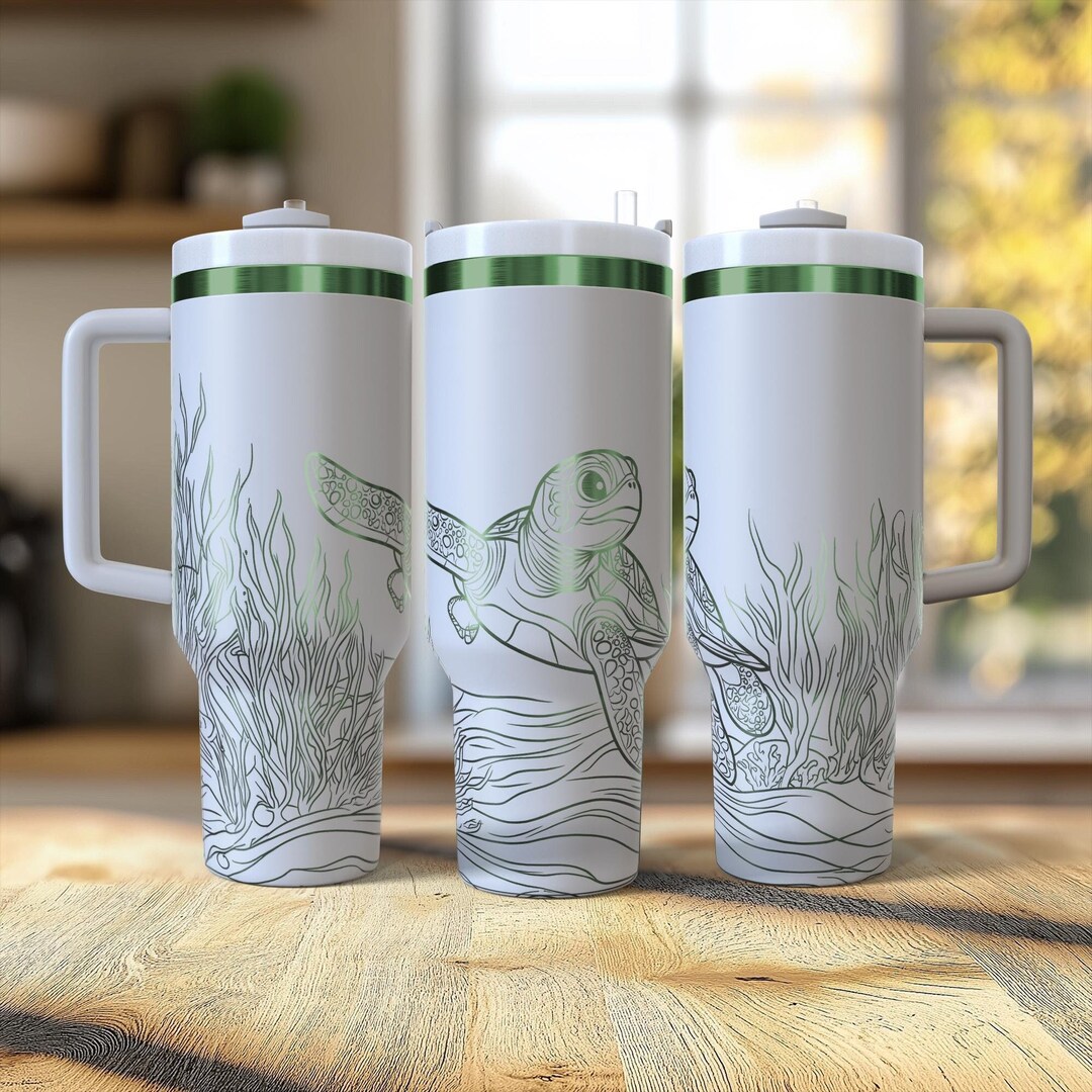 Sea Turtle 40 Oz. Laser Engraved Digital Design PNG,SVG File Download ...