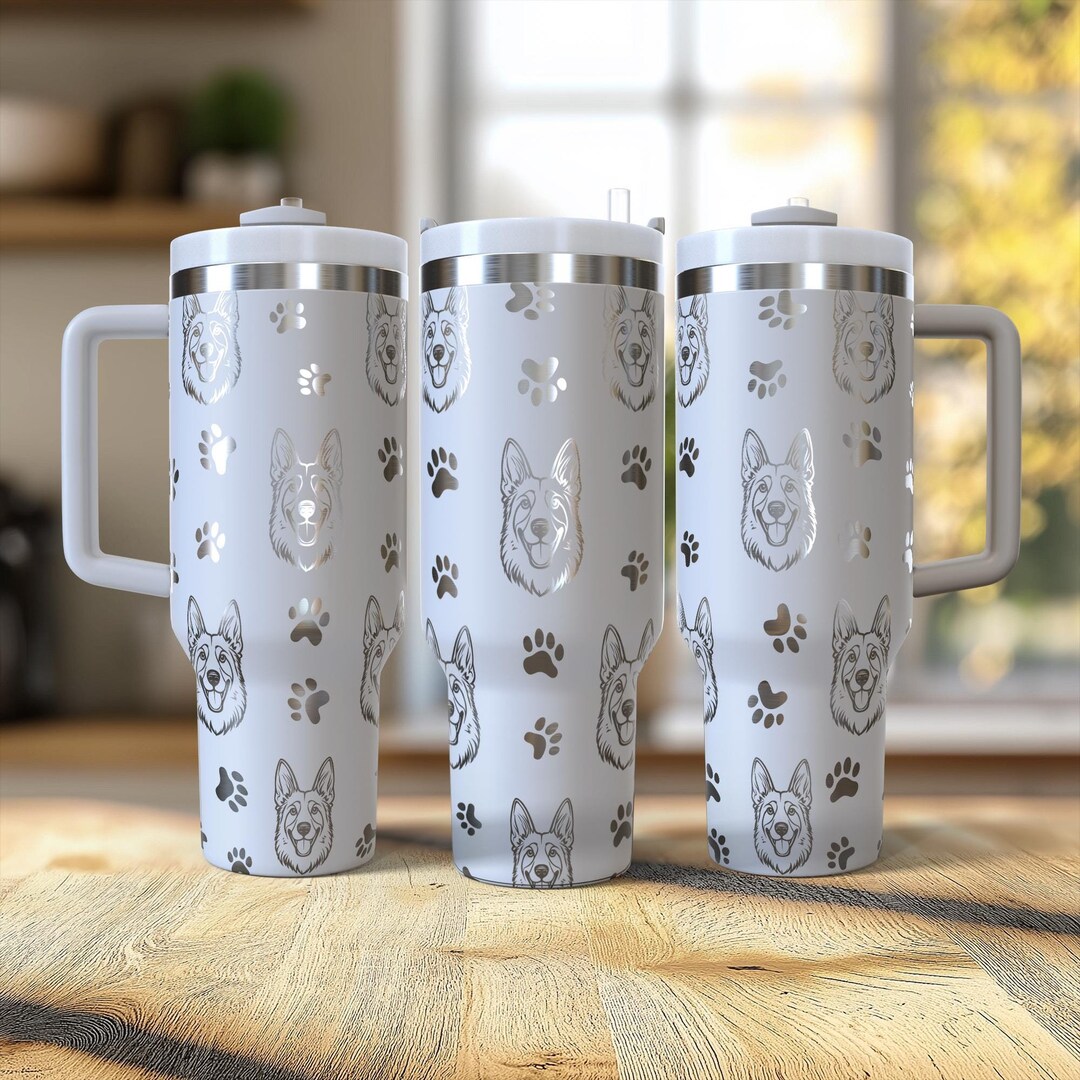 German Shepherd Paw Print Pattern 40 Oz. Laser Engraved Digital Design ...