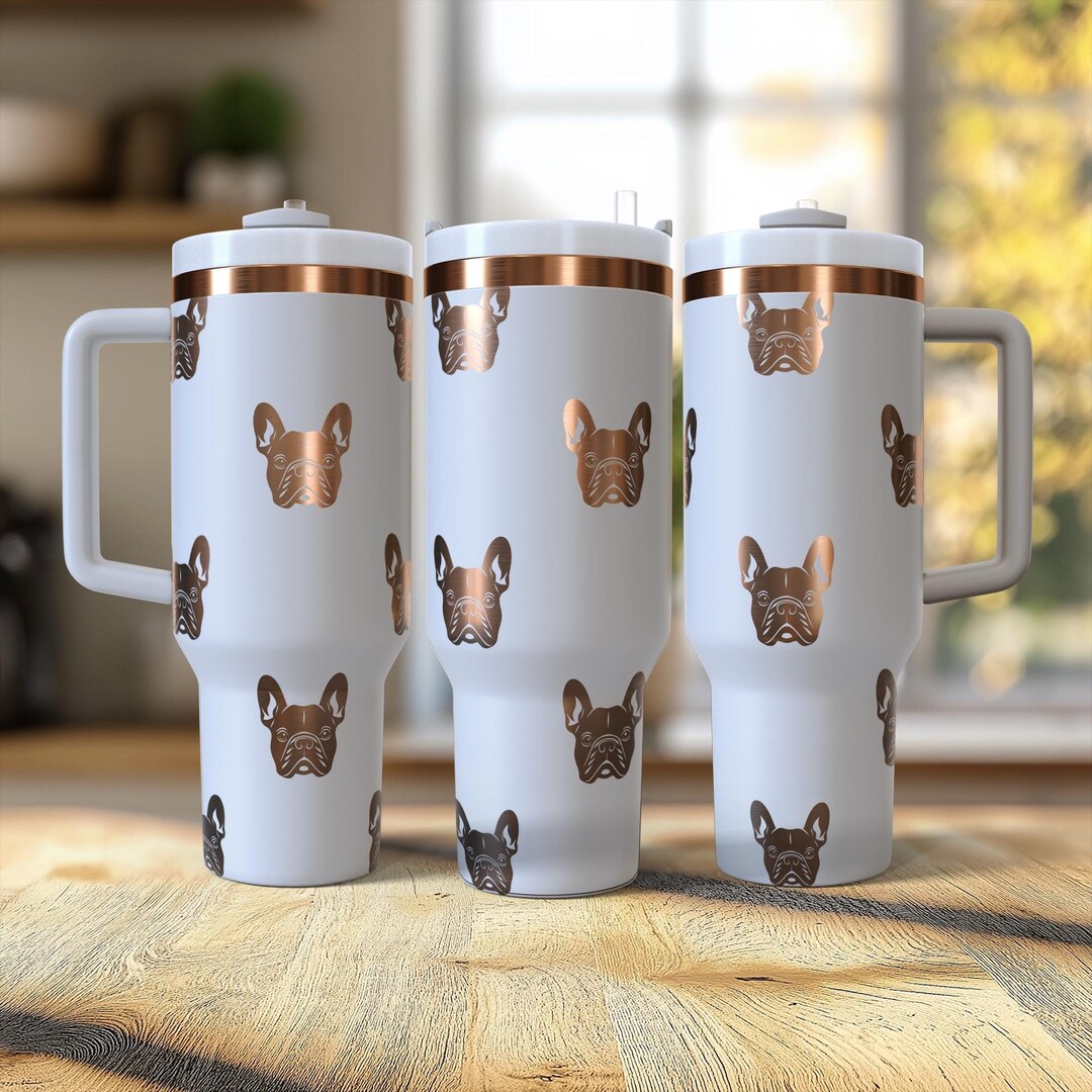 Frenchie Pattern 40 Oz. Laser Engraved Digital Design PNG,SVG File ...