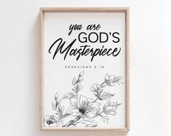 Ephesians 2:10 We Are God's Masterpiece Floral Line Wall - Etsy