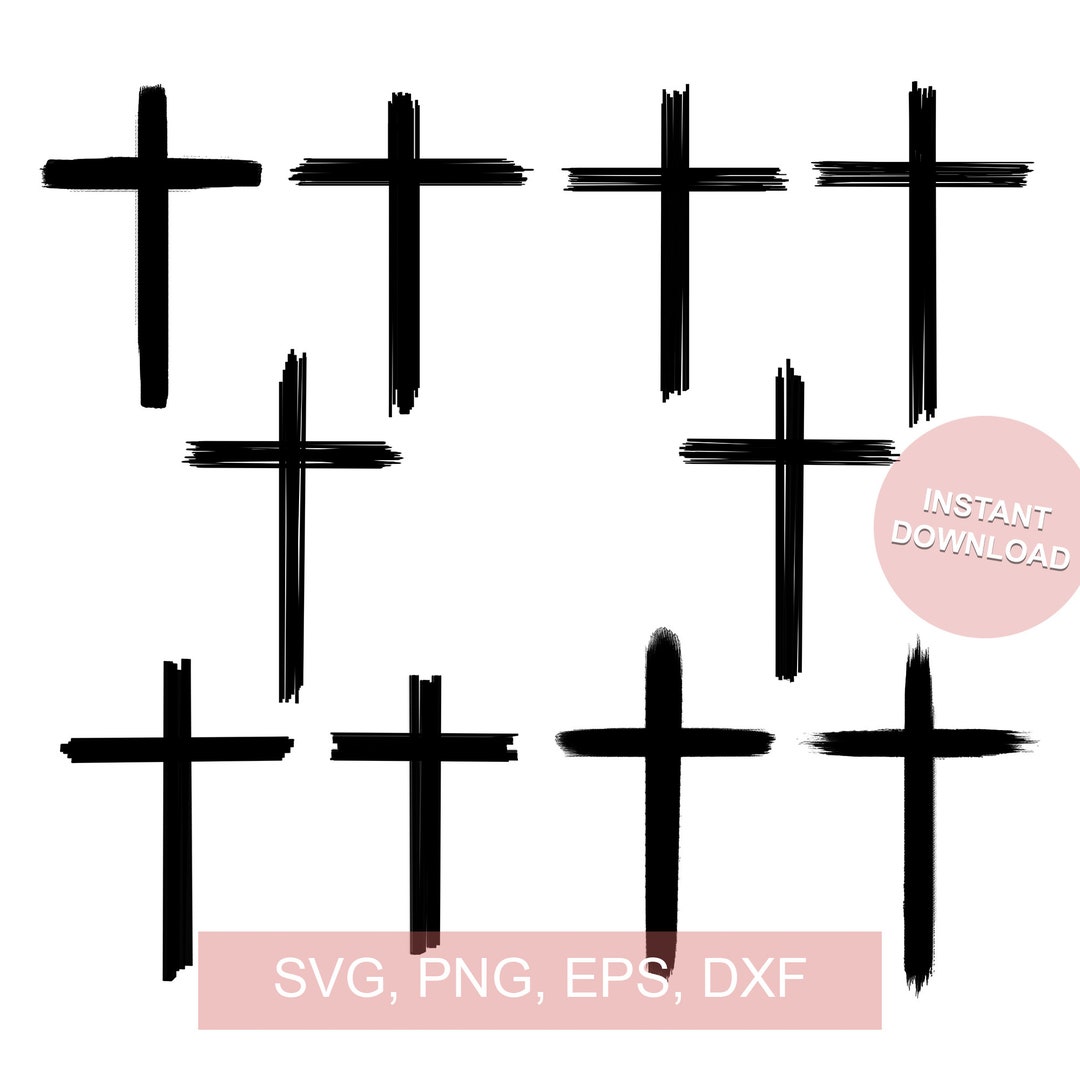 Bundle of 10 Distressed Cross Svg, Cut File Printable Download, Clipart ...