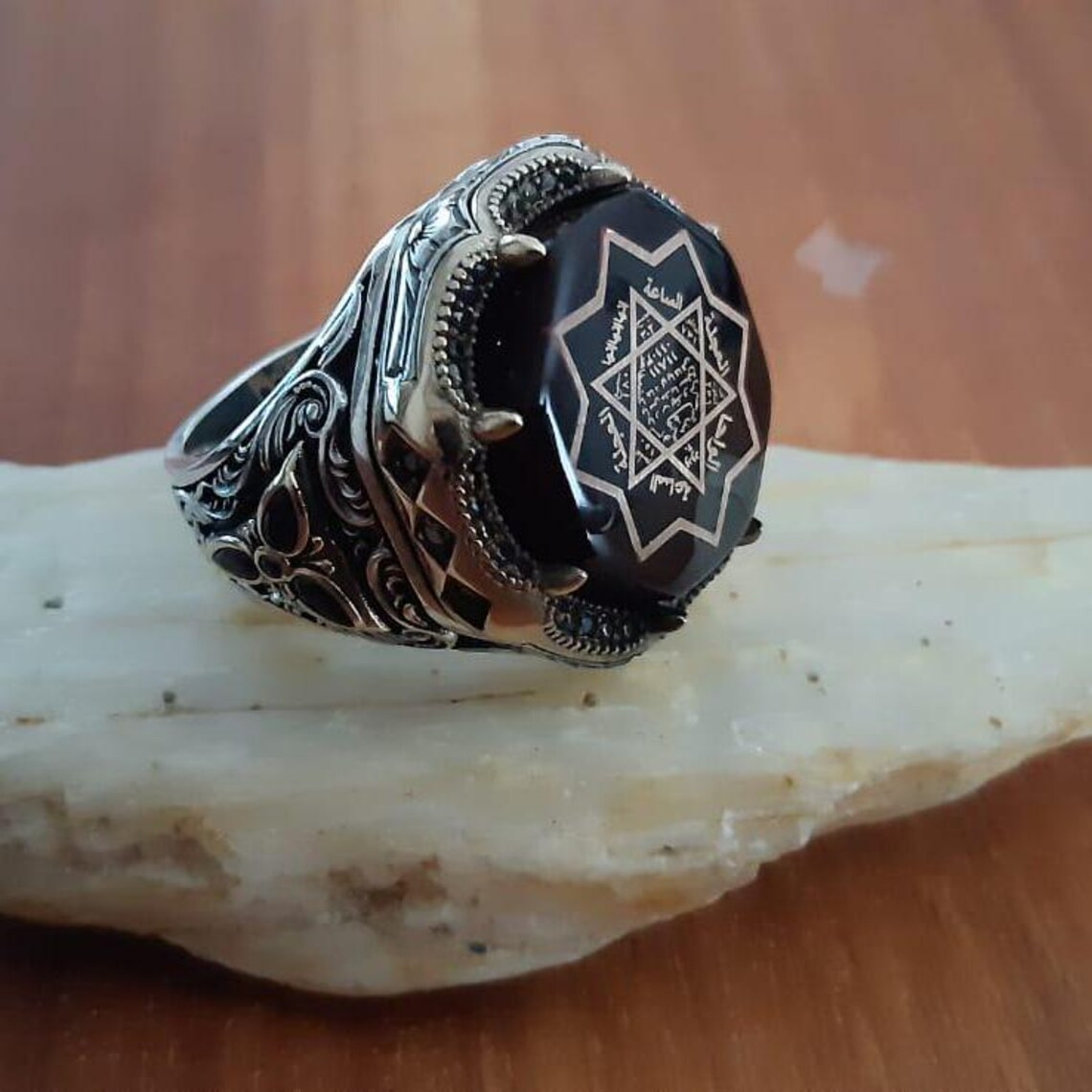 Silver Seal of Solomon Ring , Solomon Signet Ring , King Solomon Ring ...