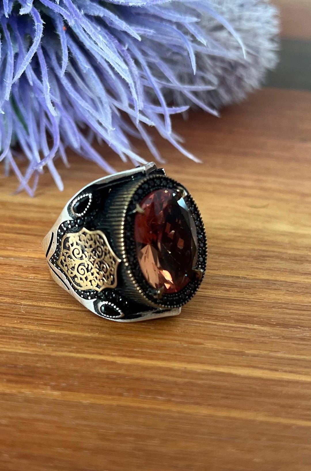 Men's Handmade Ring, Handmade Silver Men's Ring, Zircon Stone Ring ...