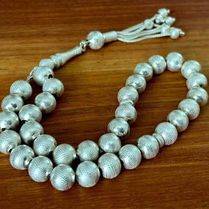 Sterling Silver Tasbih: 33-bead Muslim Prayer Beads With Tassel - Etsy