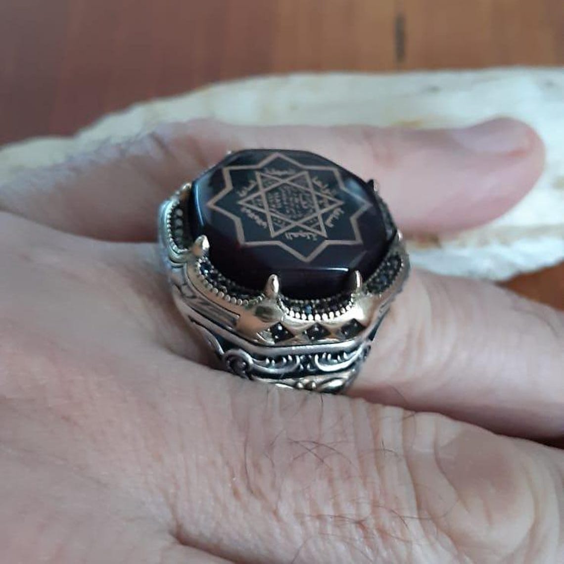 Silver Seal of Solomon Ring , Solomon Signet Ring , King Solomon Ring ...